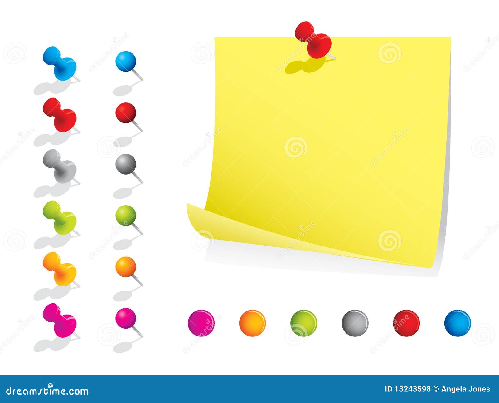 Memo Notes With Pins Vector Illustration | CartoonDealer.com #13243598