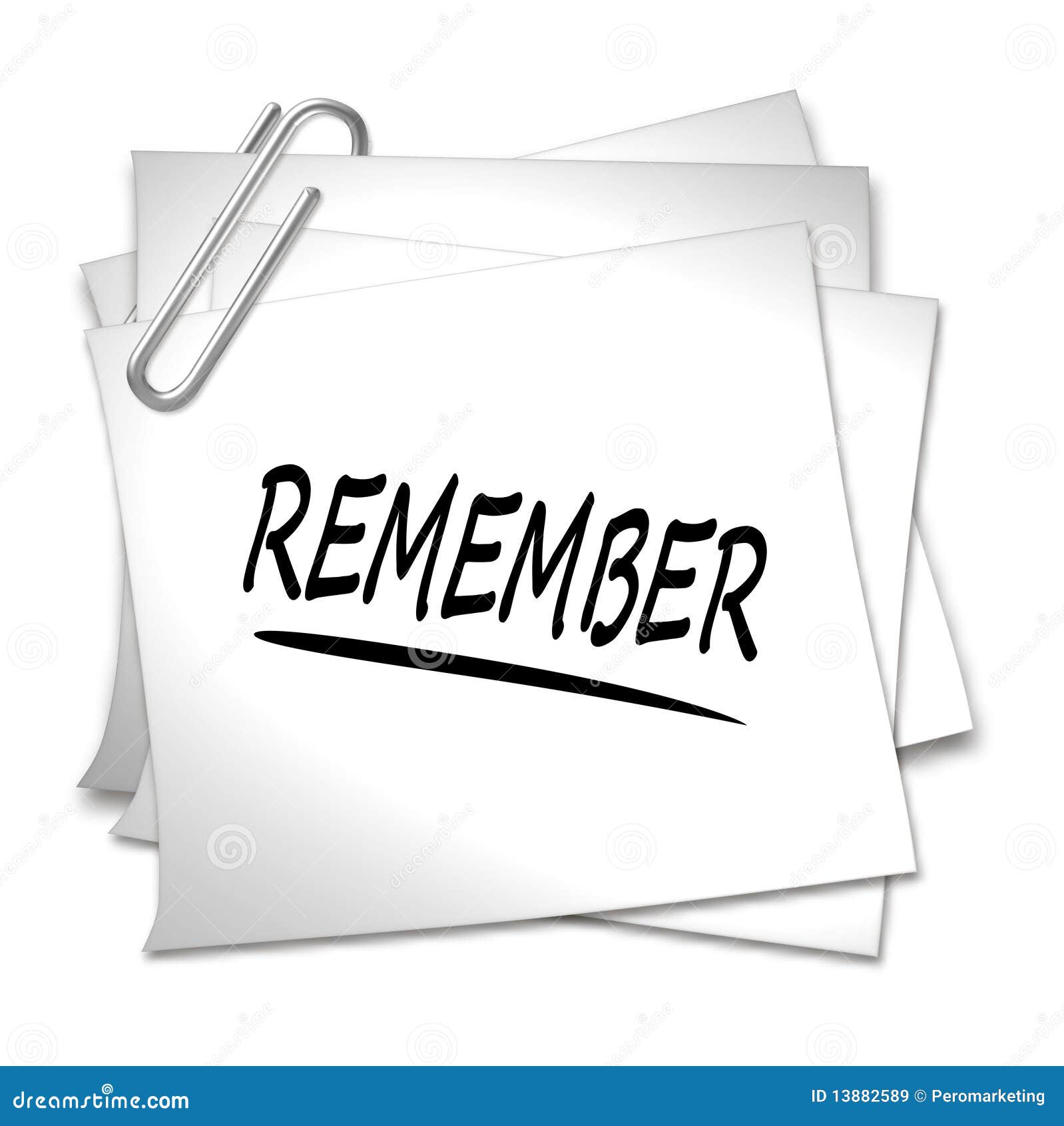 Memo with Paper Clip - Remember Stock Illustration - Illustration of ...