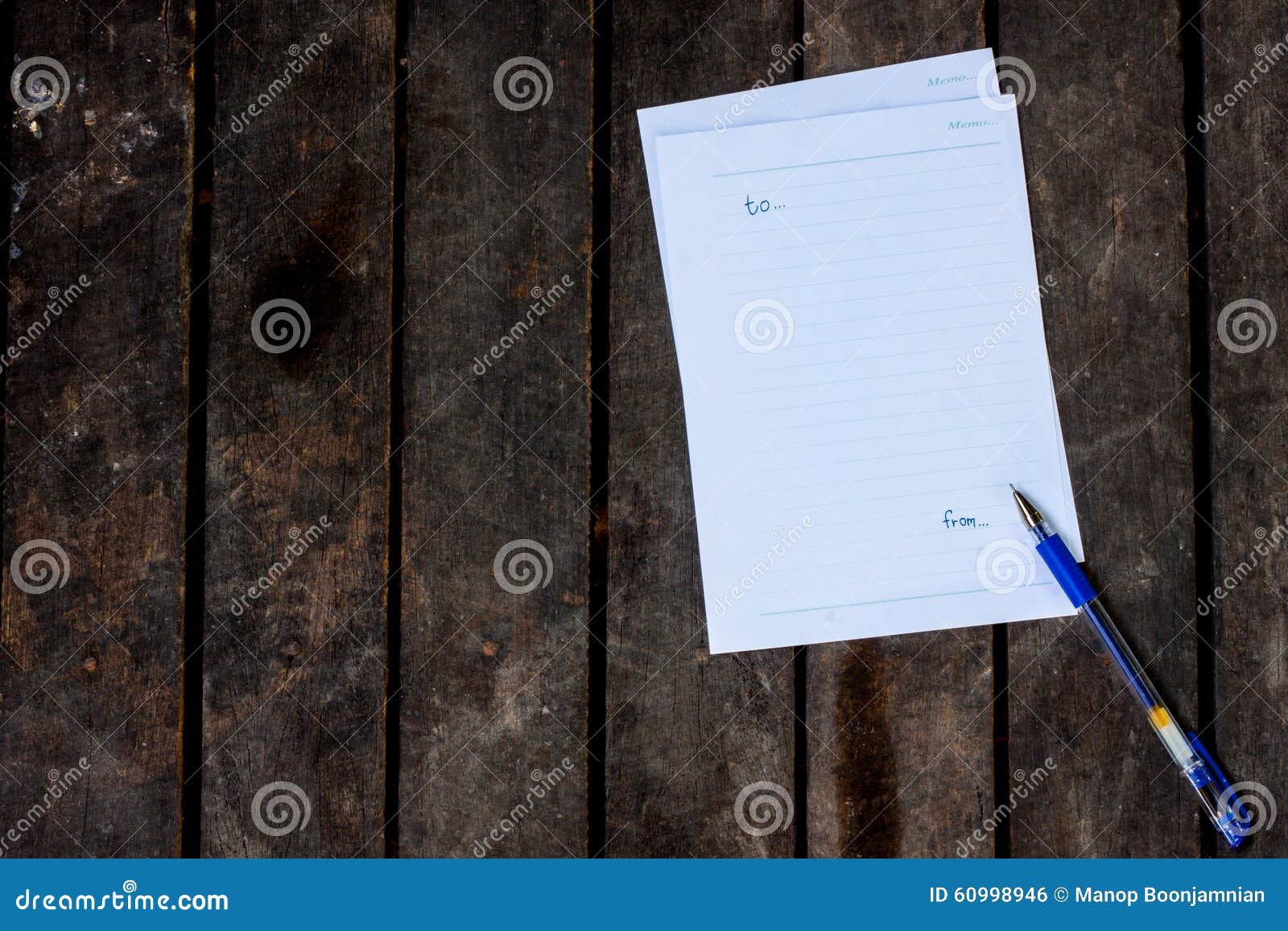 Memo Paper Write Form on Wood Table Stock Photo - Image of antique ...
