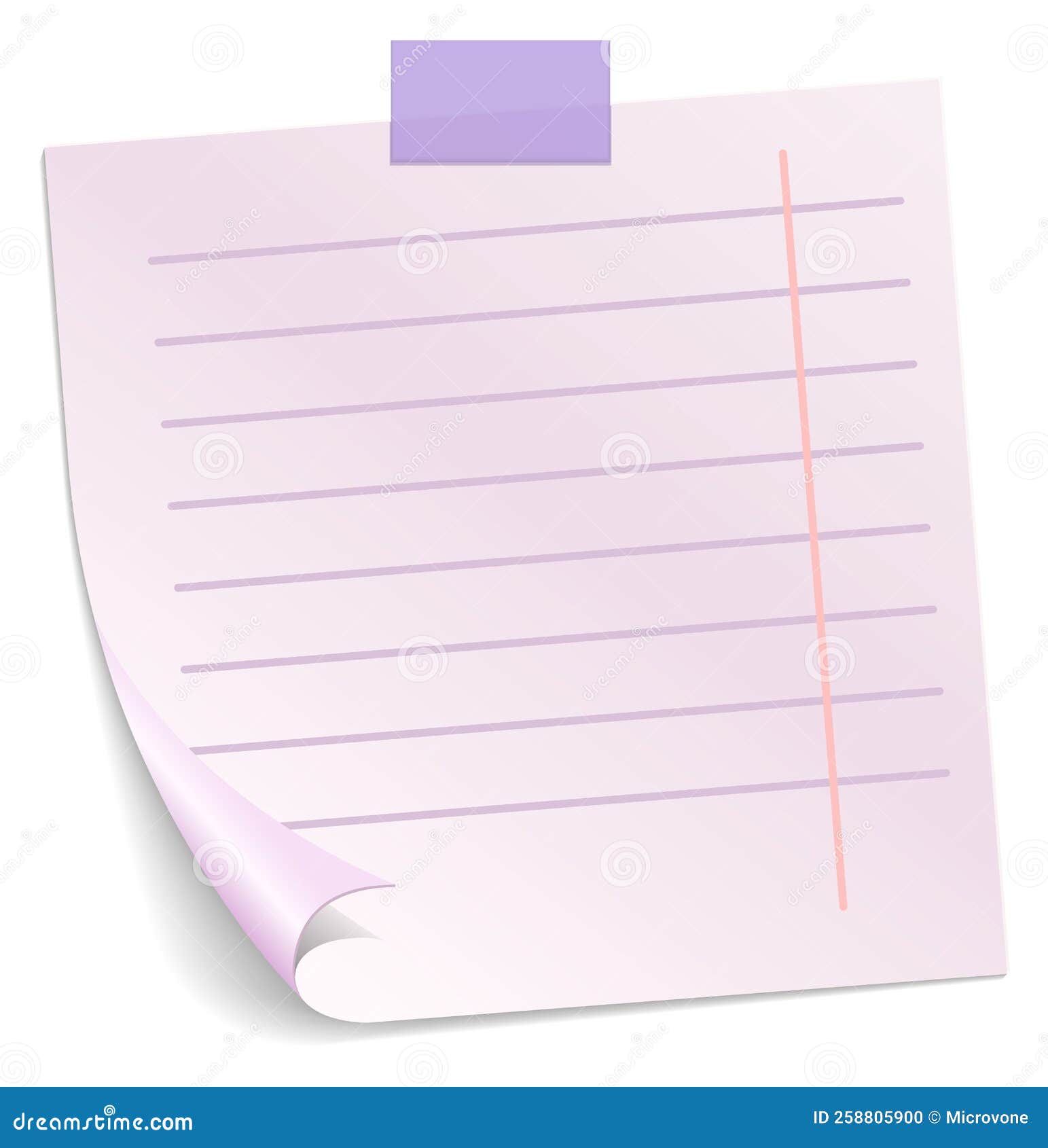 Memo Sheet with Adhesive Tape. Lined Note Mockup Stock Vector ...