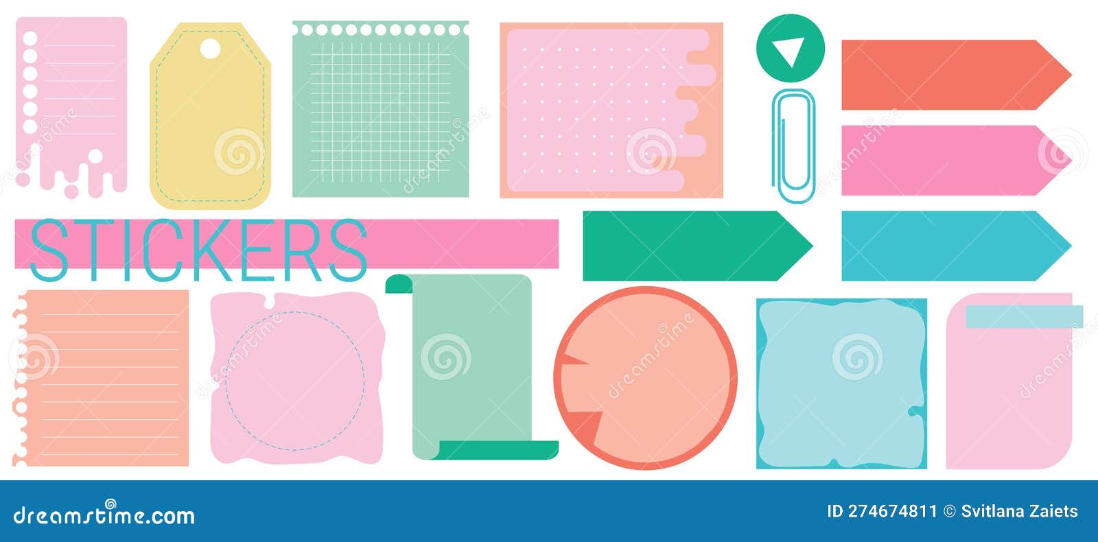 Memo Template Set. Note Paper Set Vector. Collection of Striped Notes ...