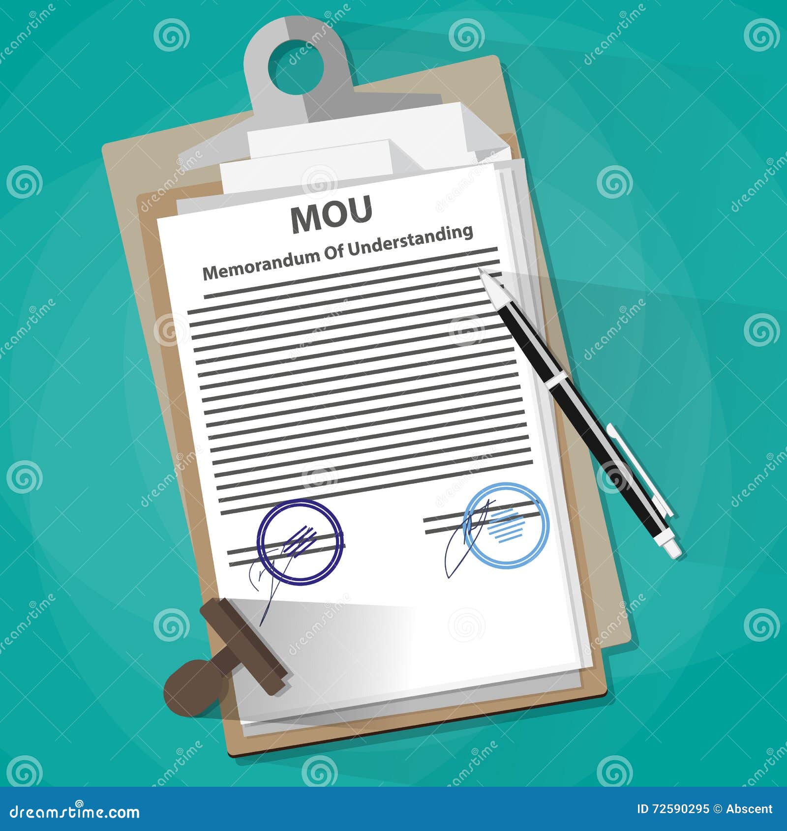 Mou Memorandum Of Understanding Legal Document Agreement Stamp Cartoon ...