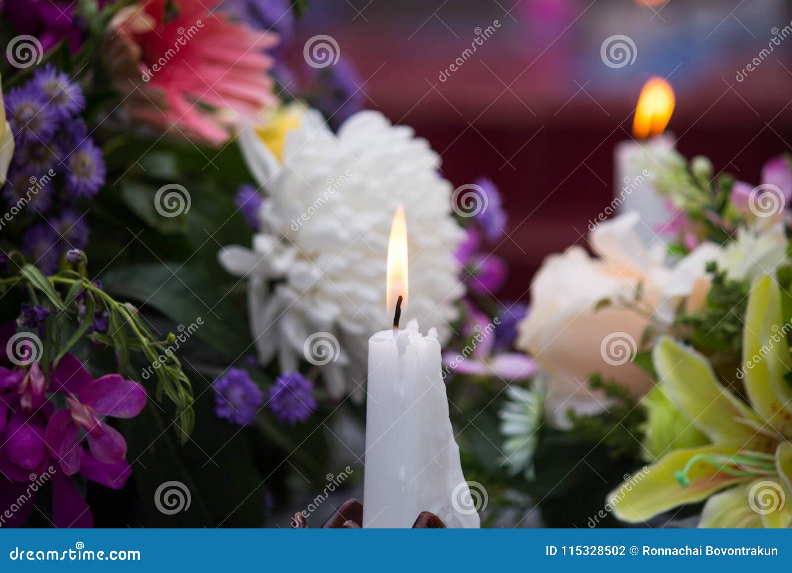 A Memorial Candle Light on Grave Stock Photo - Image of flower, grave ...