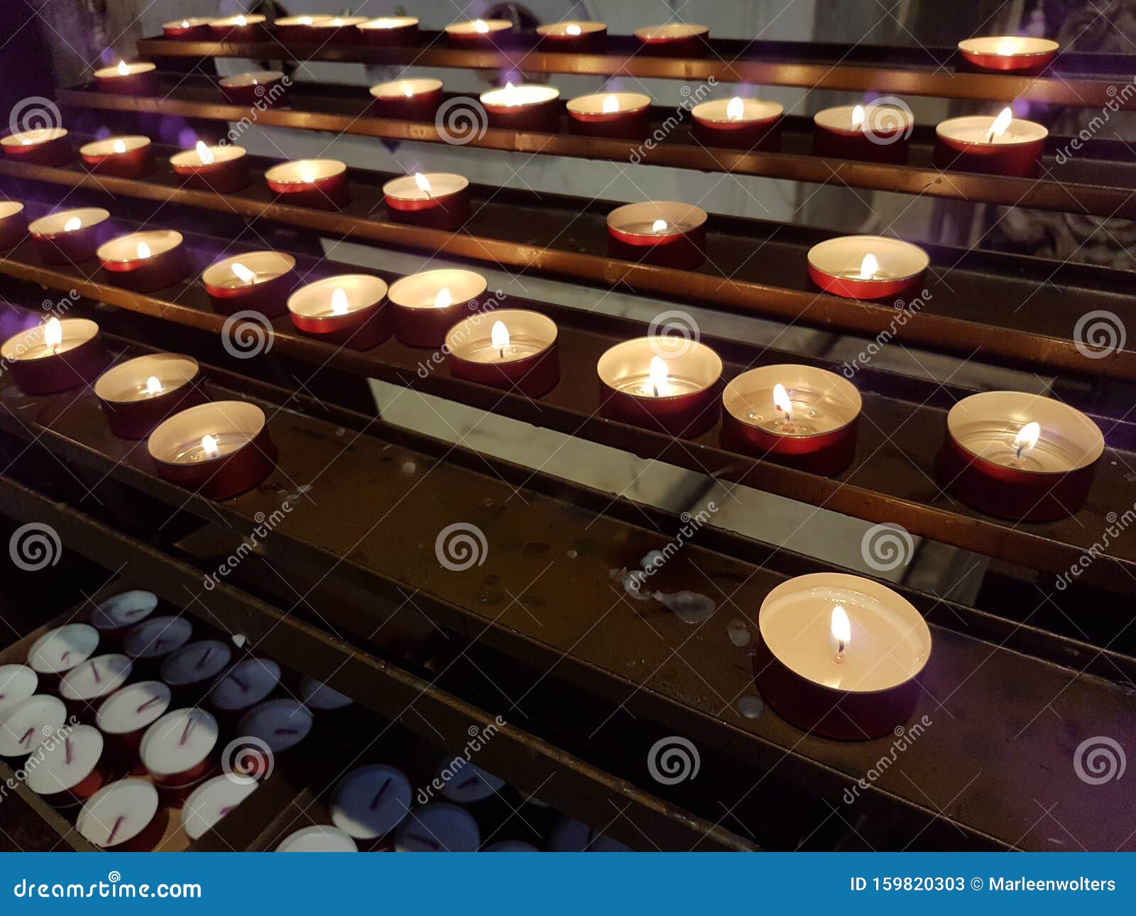 Memorial Candles in a Church Stock Image - Image of religion, light ...