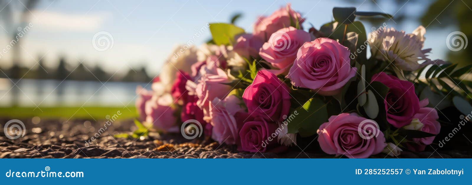 Memorial Cemetery with Flowers and Heartfelt Tributes Stock ...