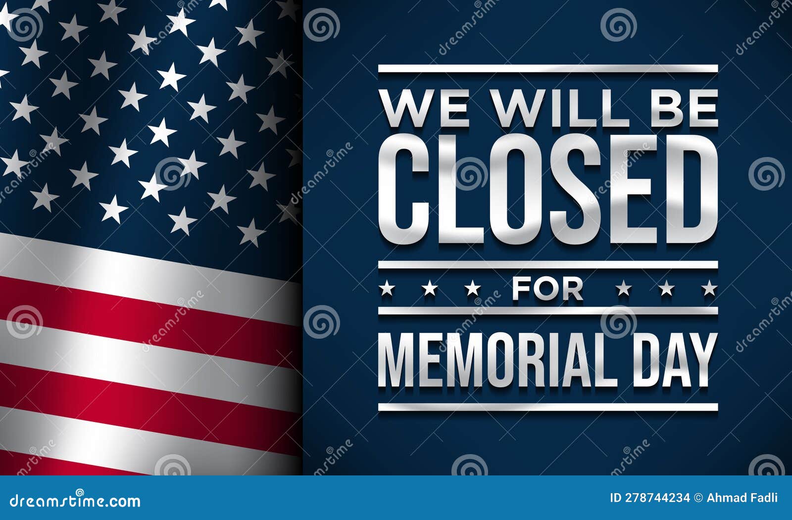 Memorial Day Background Design. we Will Be Closed for Memorial Day ...