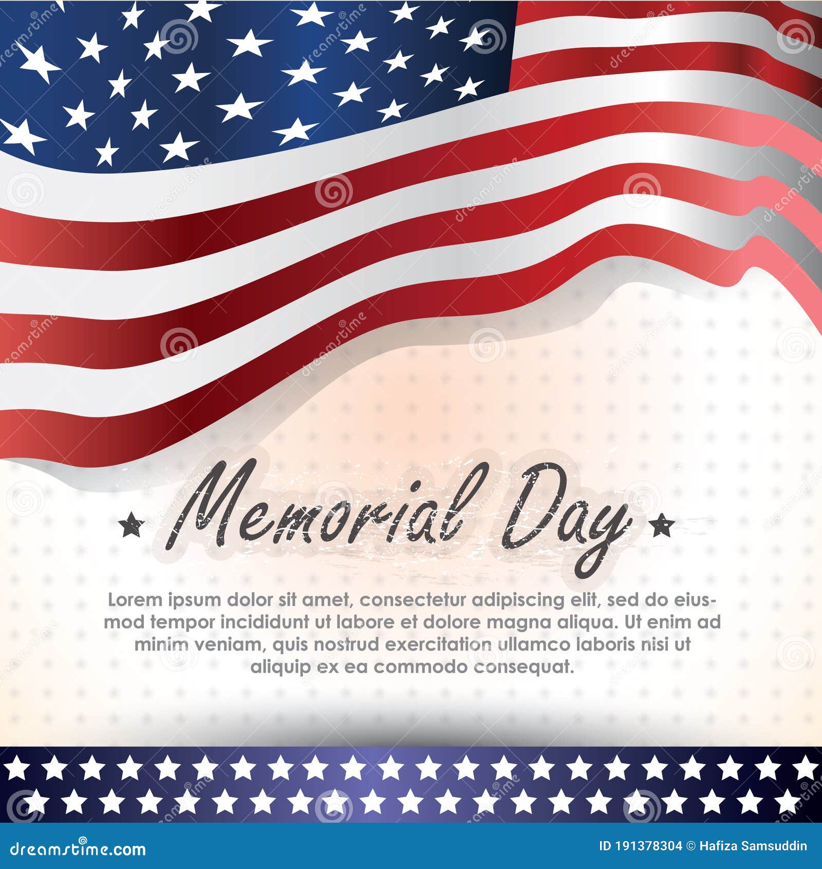Memorial Day Background with Text. Vector Illustration Decorative ...