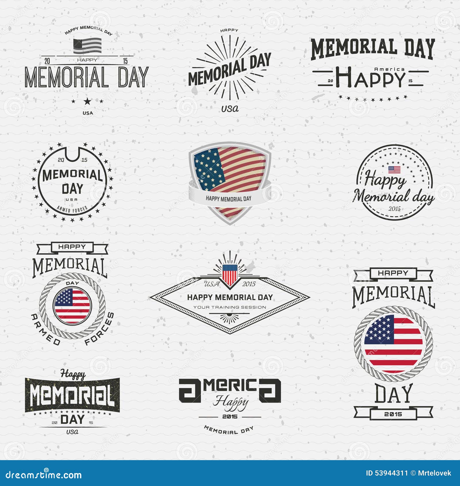 Memorial Day, Badges Logos and Labels for Any Use Stock Illustration ...