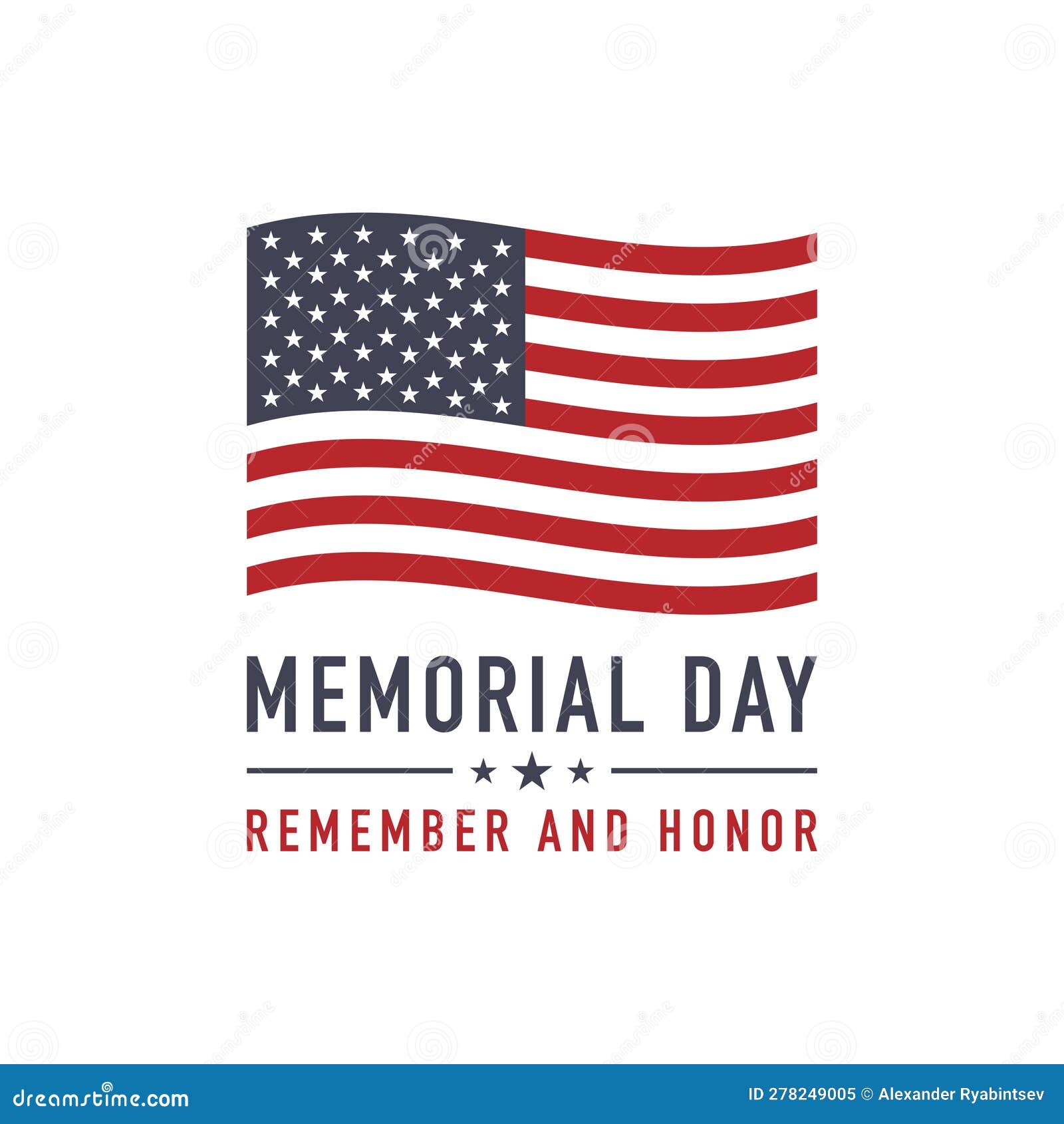 Memorial Day, Remember and Honor Vector Banner. USA Memorial Day Poster ...
