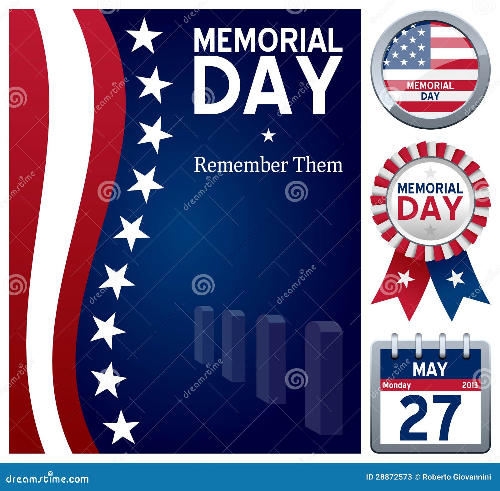 Memorial Day Set stock vector. Illustration of festivity - 28872573