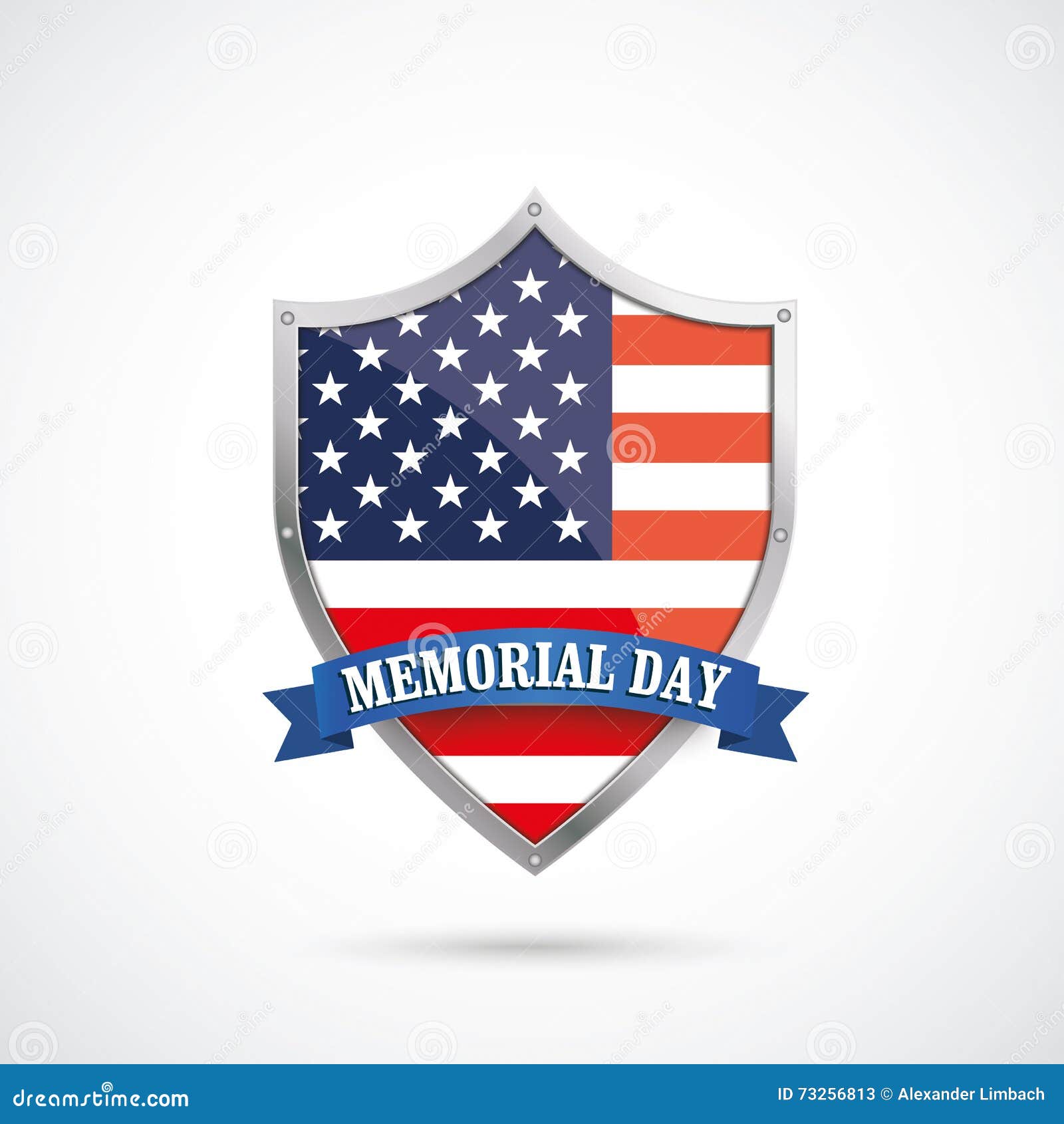 Memorial Day With Shield Background Or Banner Design With American ...