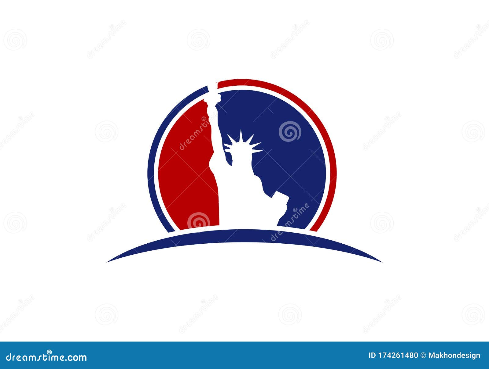 Memorial Day. Statue of Liberty on a White Background. Emblem, Logo ...