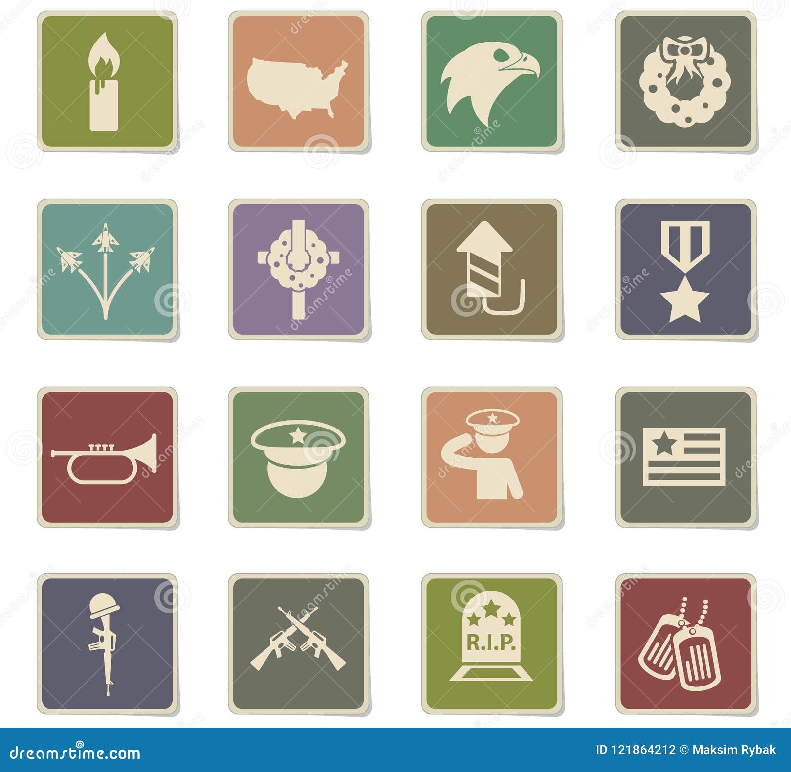 Memorial day icon set stock vector. Illustration of vector - 121864212