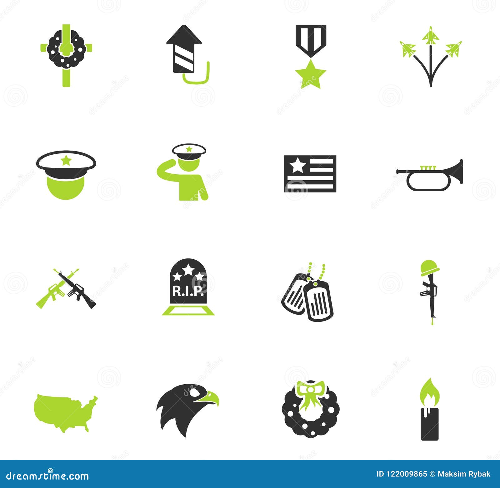 Memorial day icon set stock vector. Illustration of military - 122009865