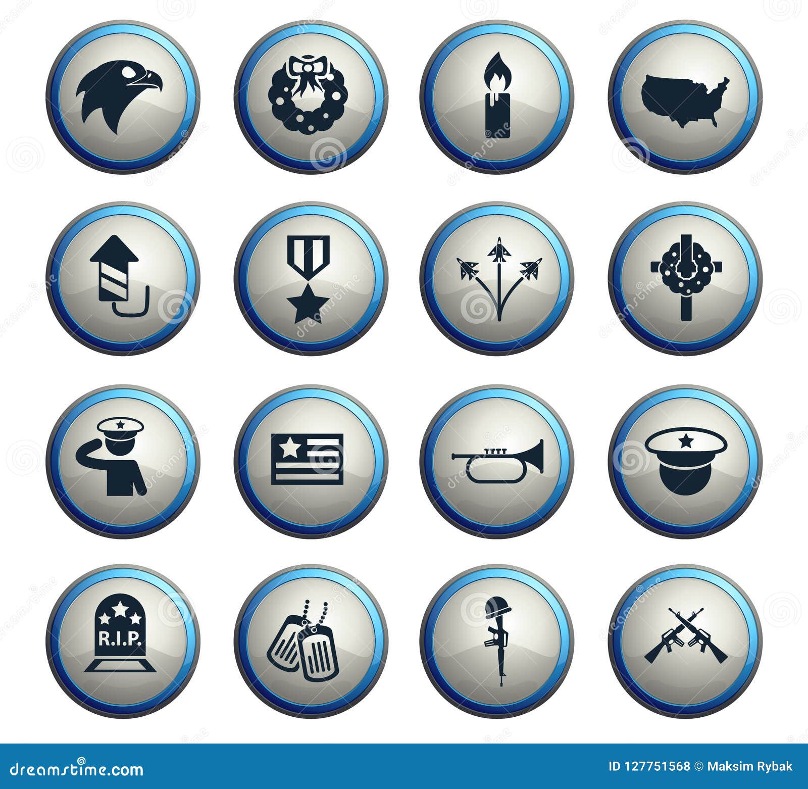 Memorial day icon set stock vector. Illustration of symbol - 127751568