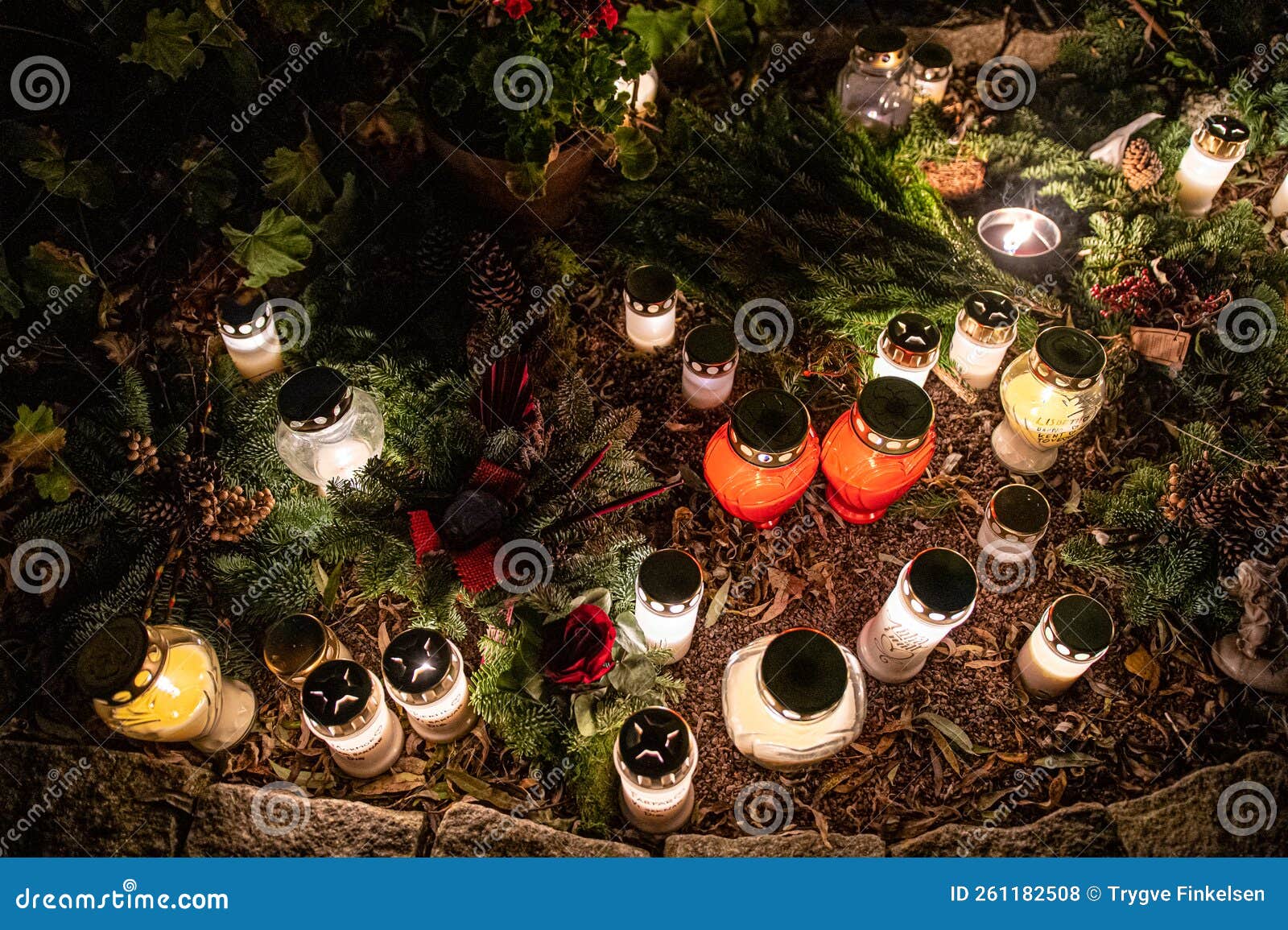 Memorial Grave Lights on All Saints Day.. Stock Photo - Image of holy ...
