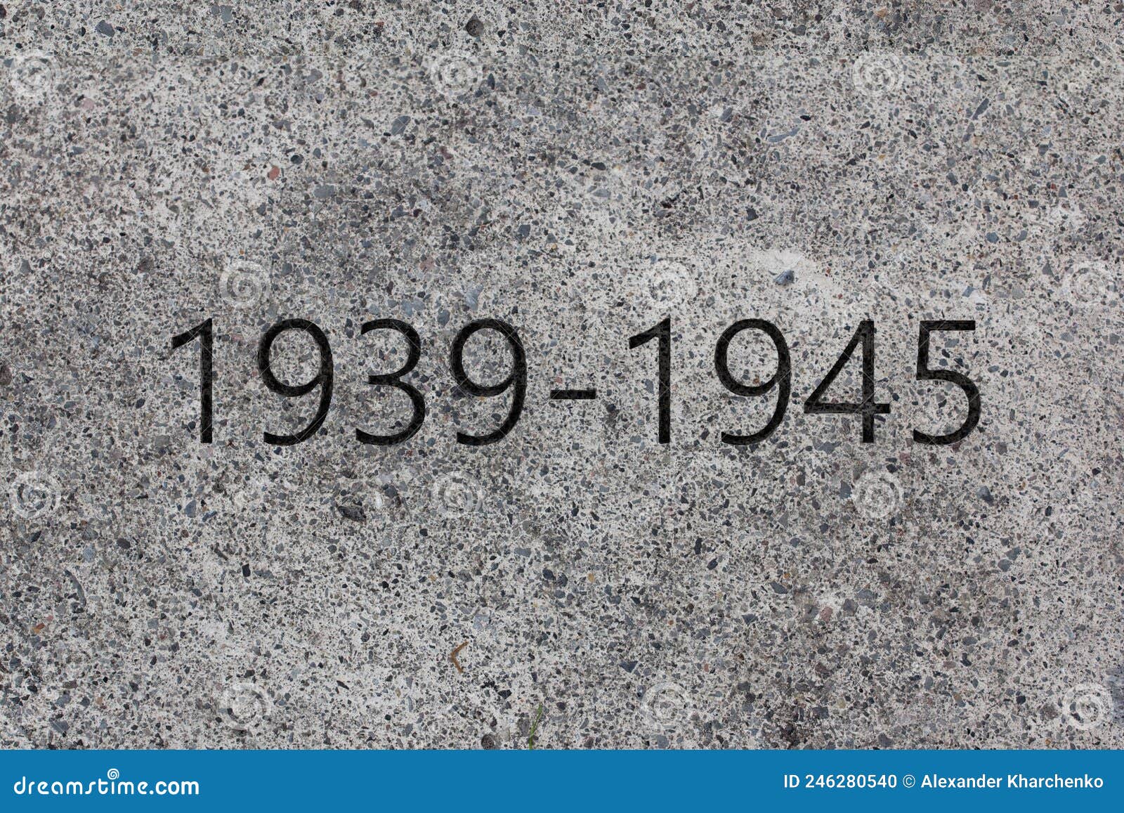 Memorial for Second World War. 1939 - 1945 SIgn Carved into a Stone. 3d ...