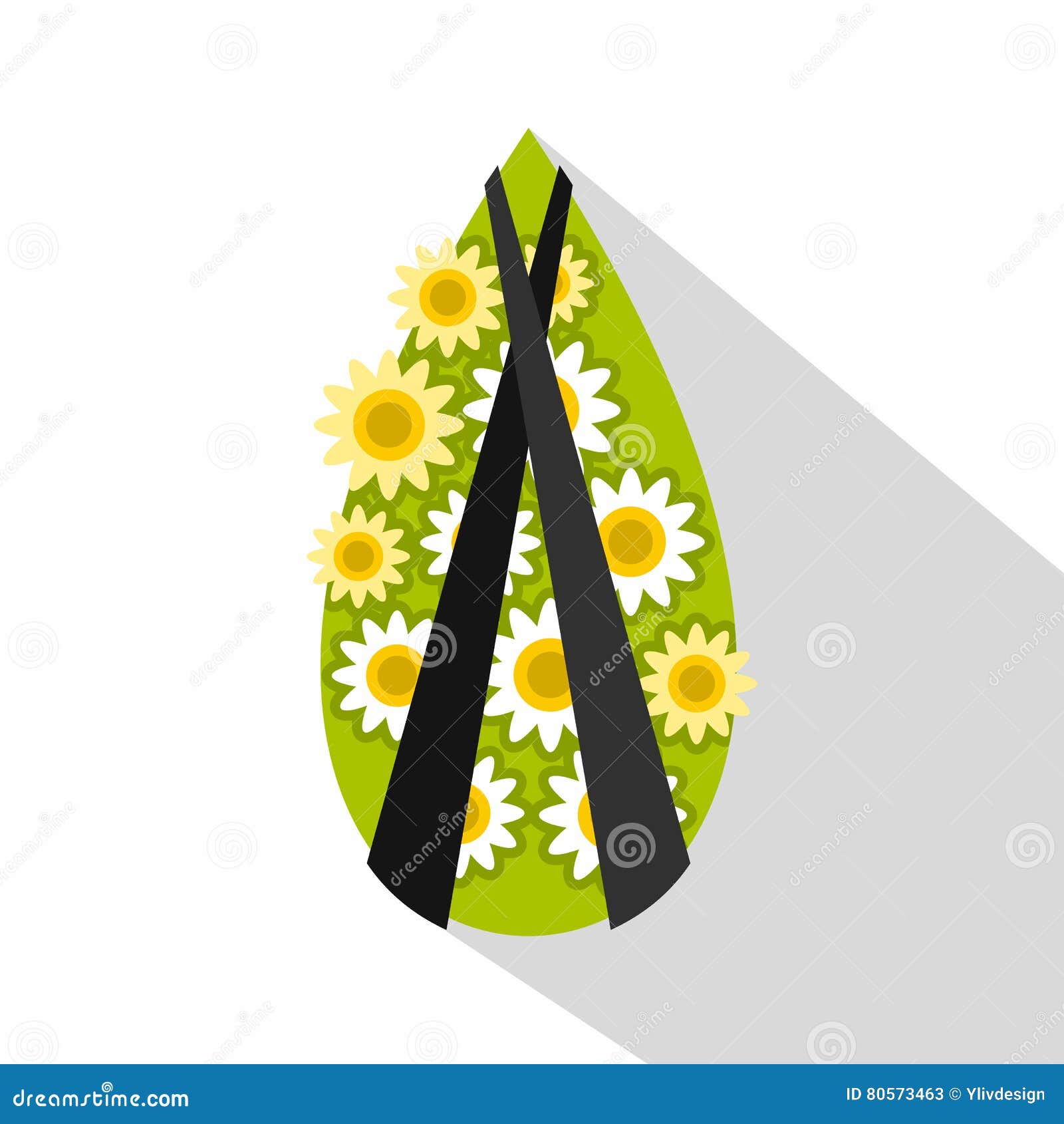 Memorial Wreath Icon, Flat Style Stock Vector - Illustration of ...