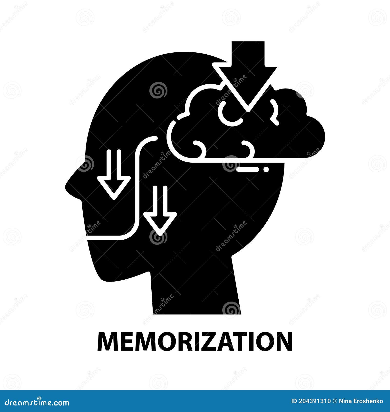 Memorization Icon, Black Vector Sign with Editable Strokes, Concept ...