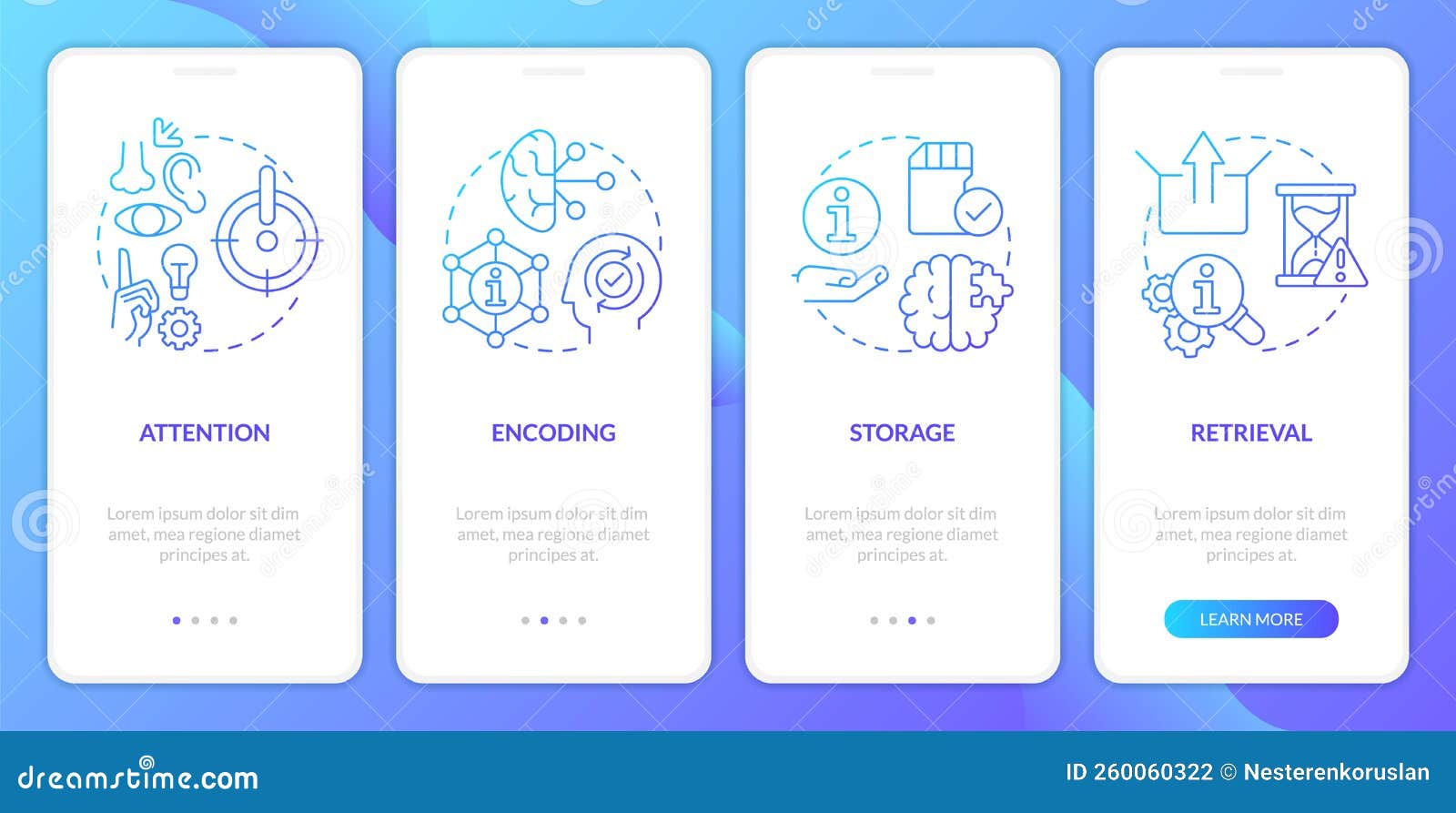 Memorizing Information Process Blue Gradient Onboarding Mobile App ... Memorizing Information Process Blue Gradient Onboarding Mobile App ...
