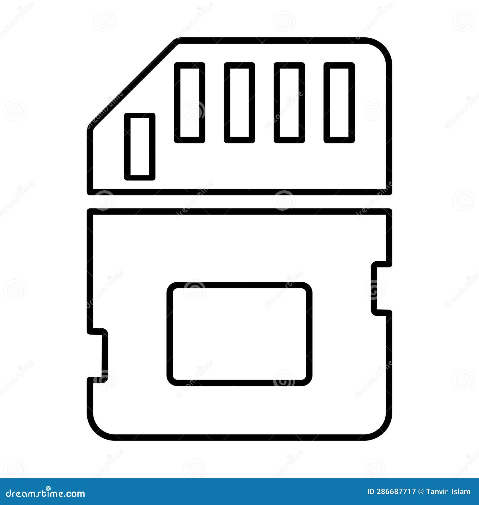 Memory Card Icon in Outline Style Stock Vector - Illustration of ...