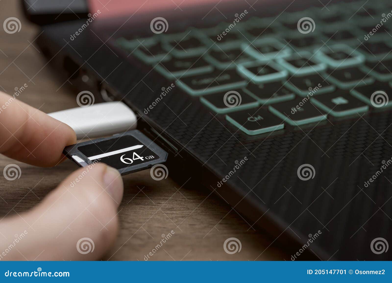 Memory Card Inserted into the Computer. Stock Image - Image of camera ...