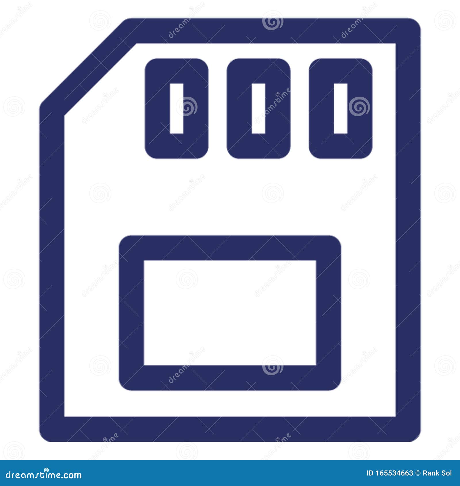 Memory Card Isolated Vector with Outline Icon Which Can Easily Modify ...