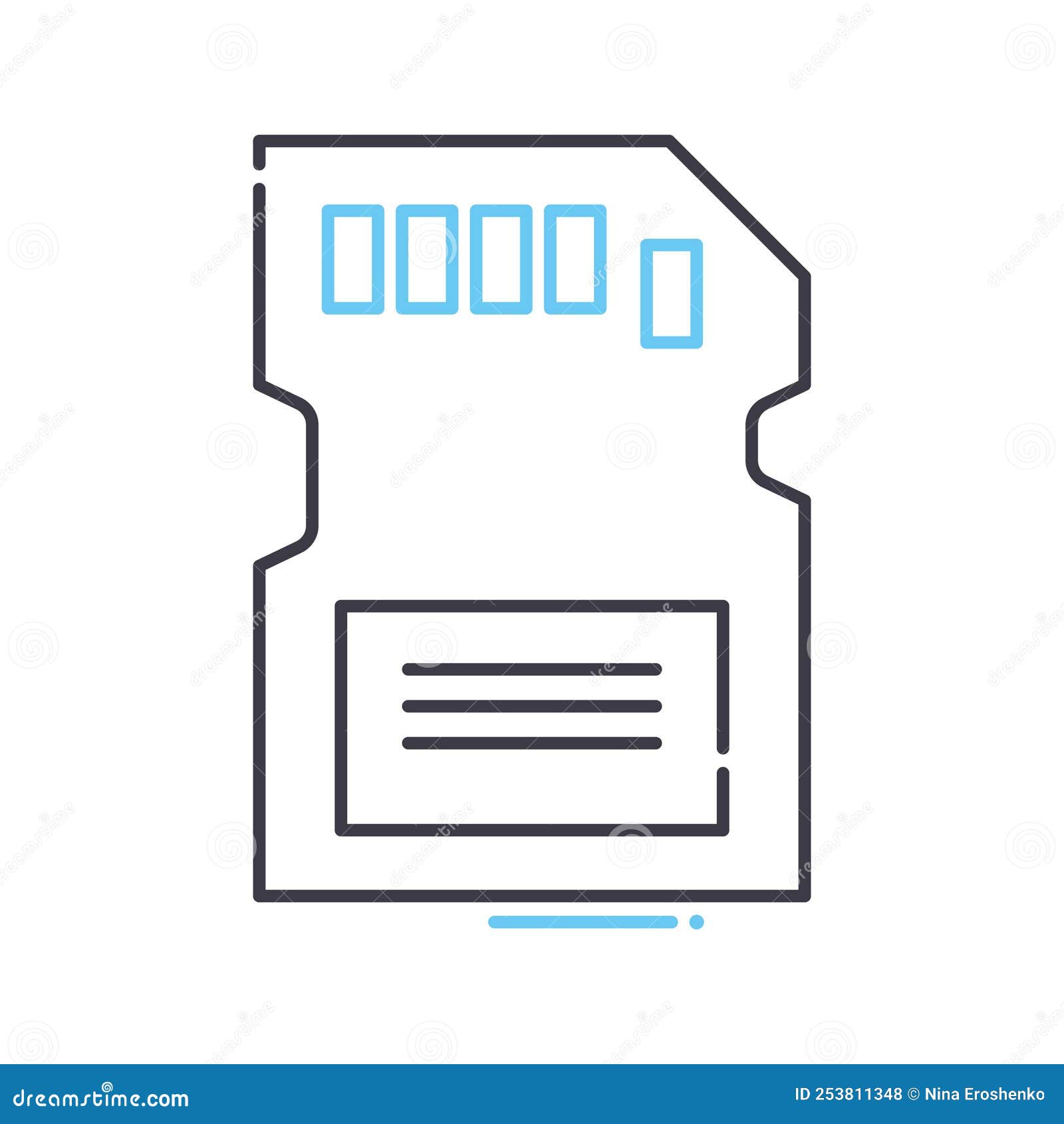 Memory Card Line Icon, Outline Symbol, Vector Illustration, Concept ...