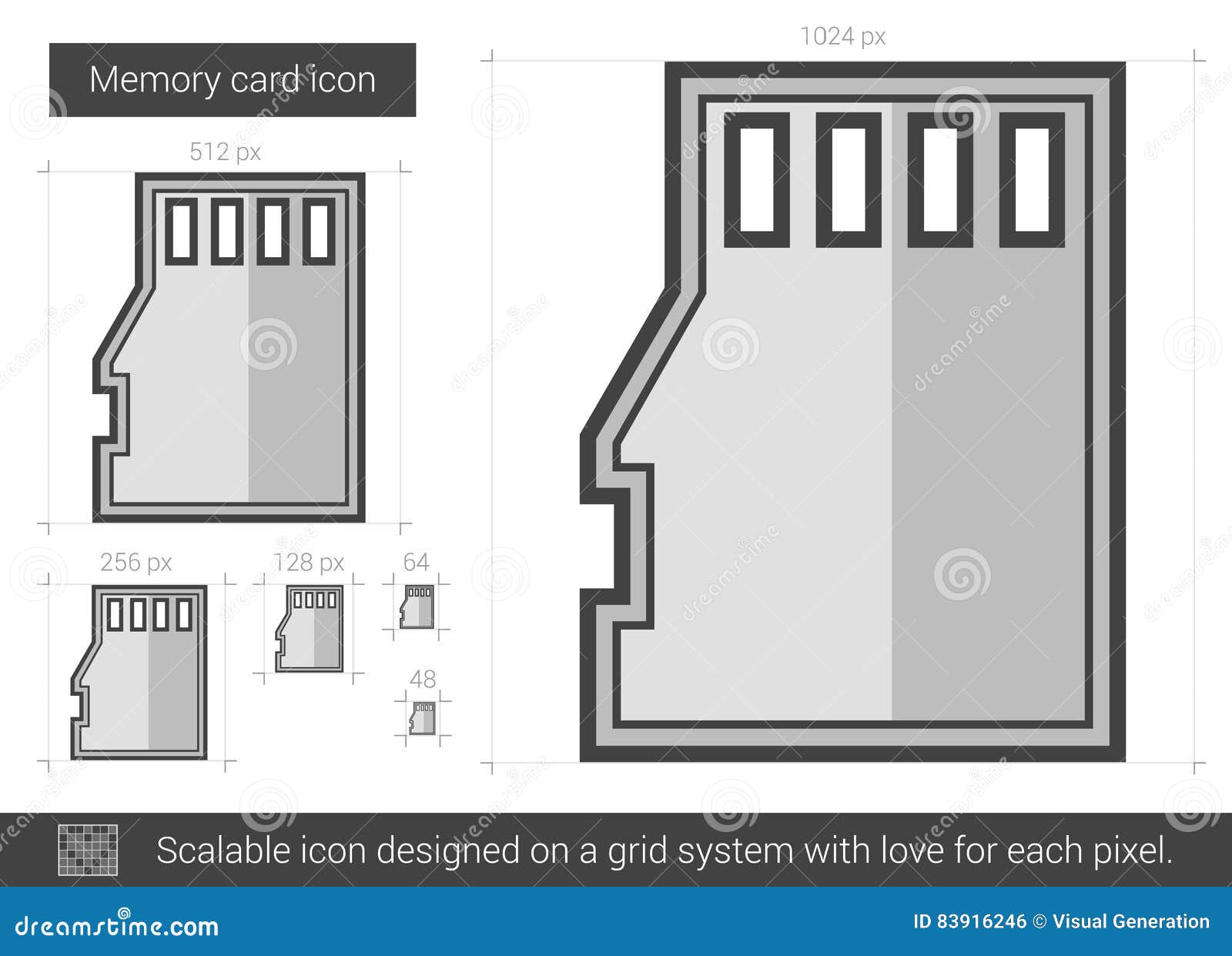 Memory card line icon. stock vector. Illustration of interface - 83916246