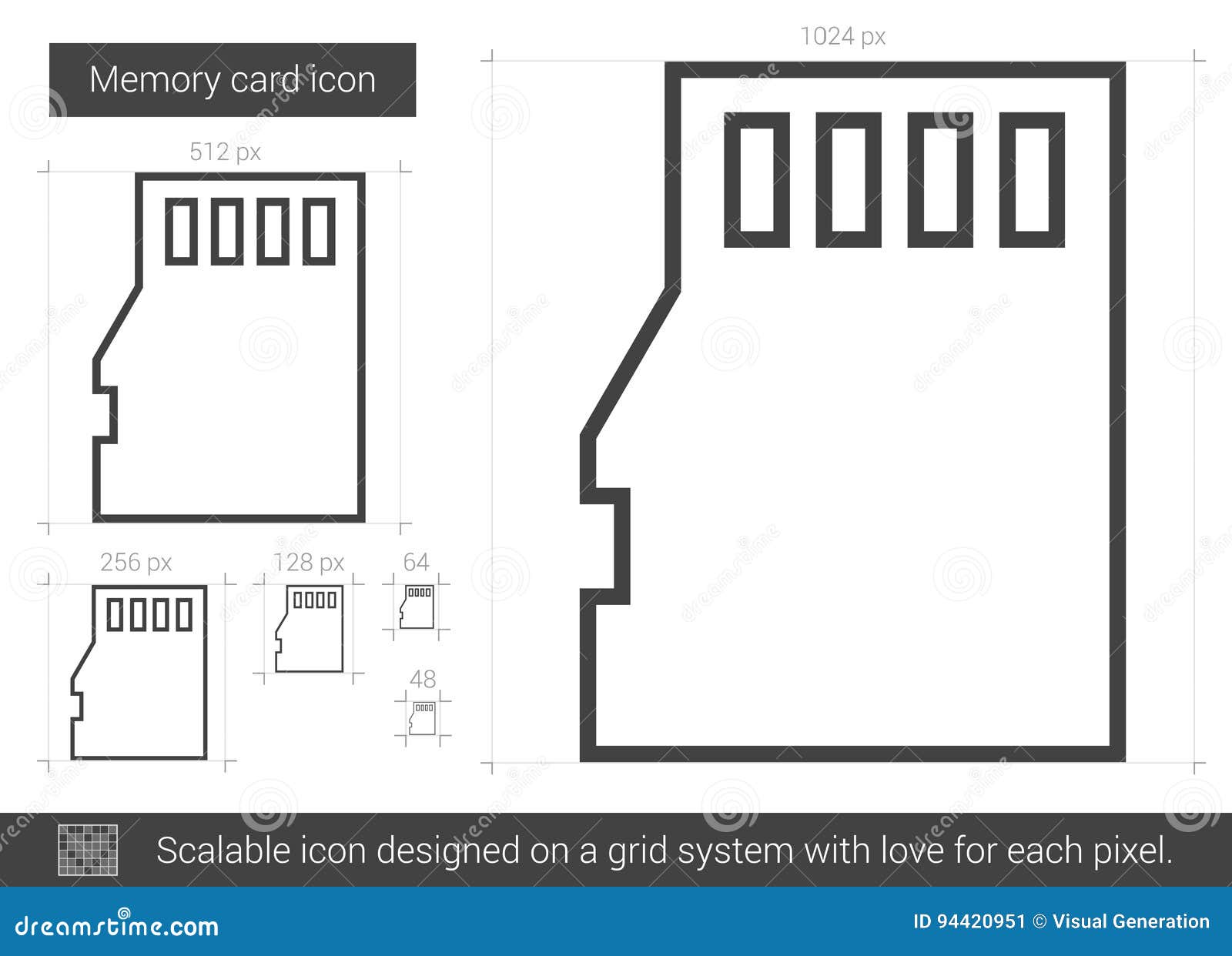 Memory card line icon. stock vector. Illustration of design - 94420951