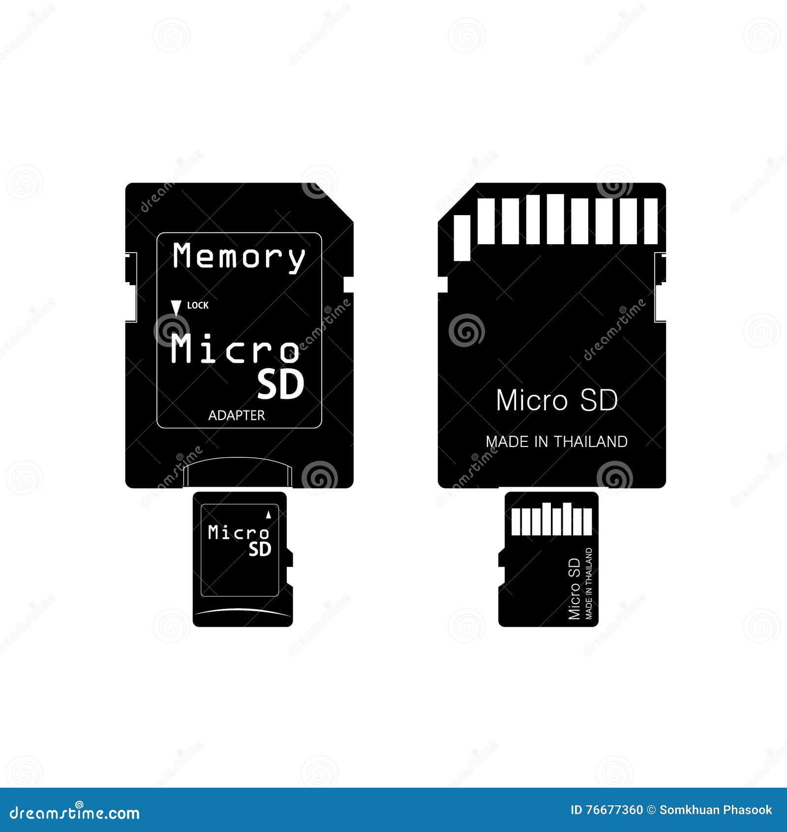 Memory card Micro sd stock vector. Illustration of close - 76677360