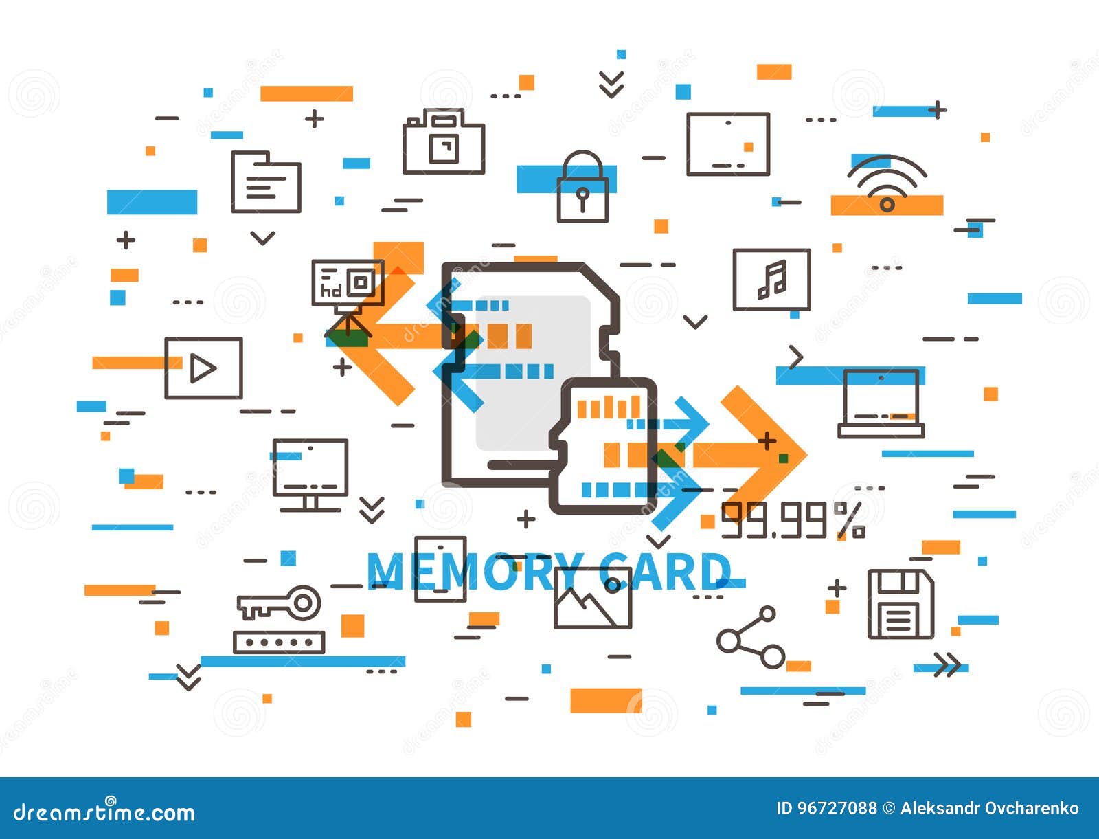 Memory Card Vector Illustration with Colorful Elements Stock Vector ...