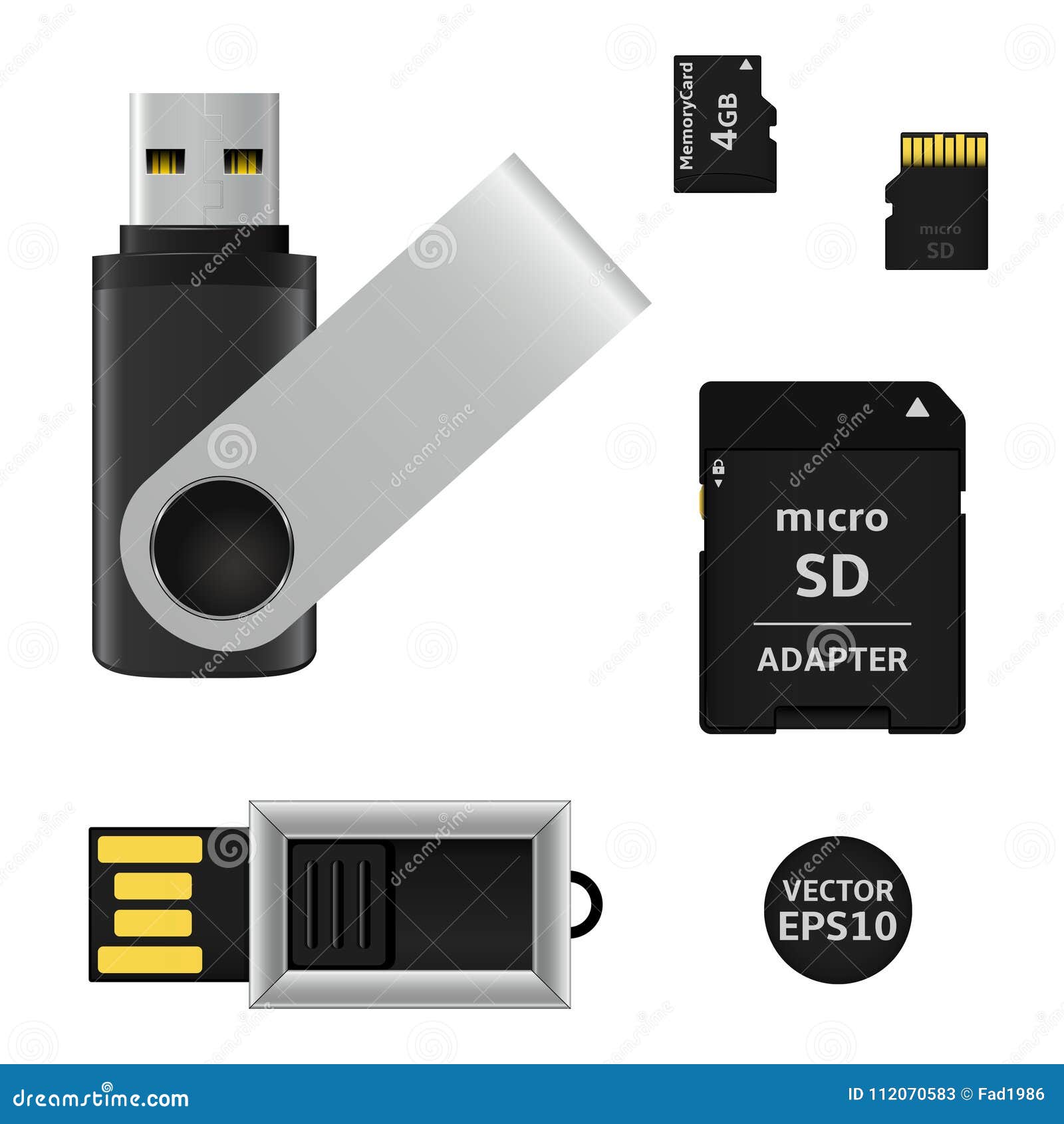 Memory cards set stock vector. Illustration of portable - 112070583