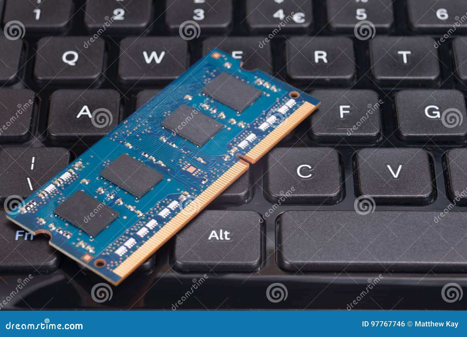 Memory Chip on Computer Keyboard Close Up Stock Photo - Image of keys ...