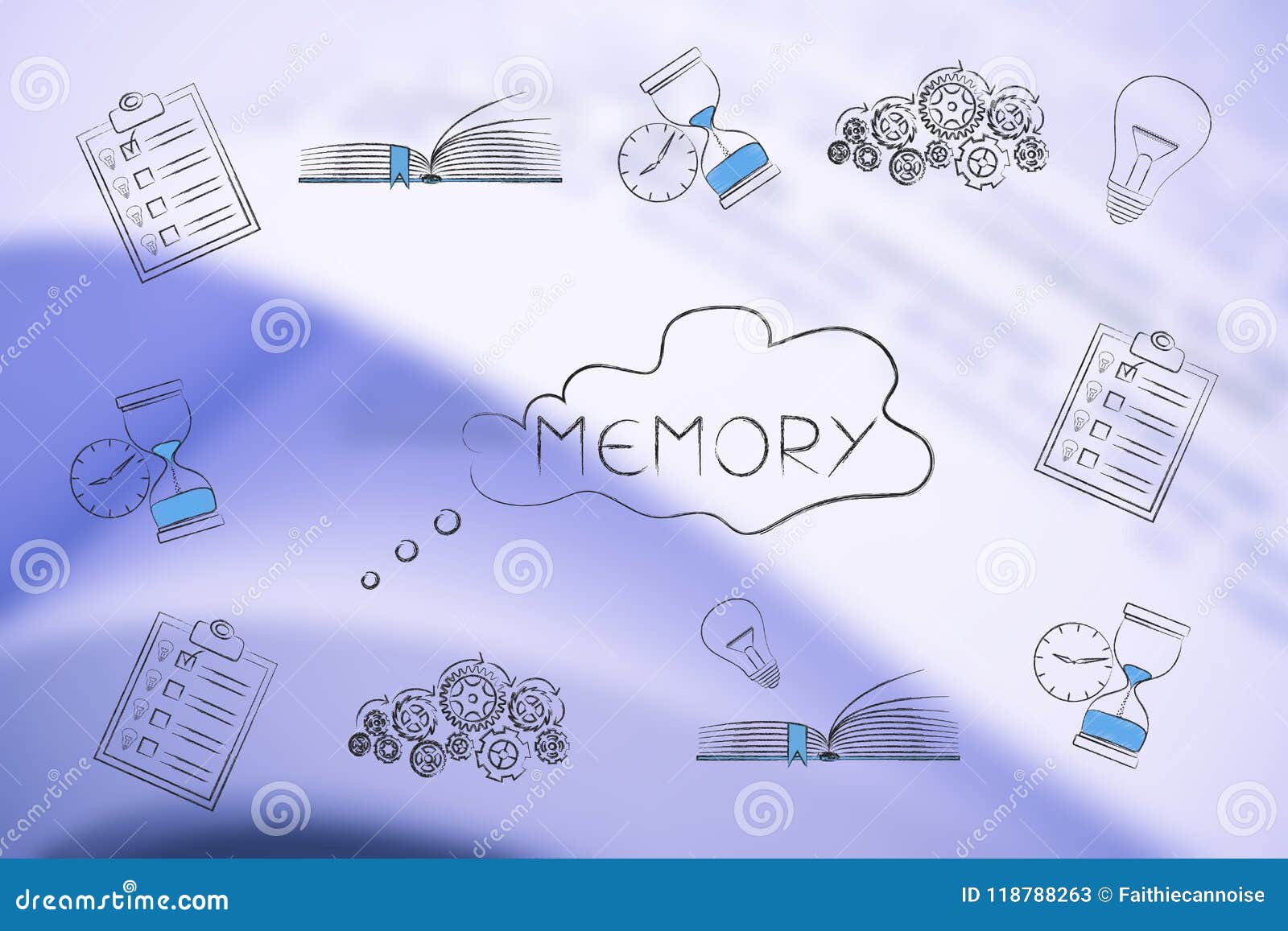 Memory Comic Bubble with Text Surrounded by Memory-related Icons Stock ...