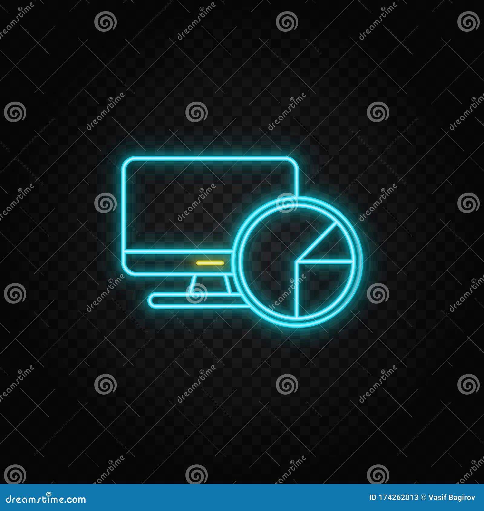 Memory, Computer. Blue And Yellow Neon Vector Icon. Transparent ...