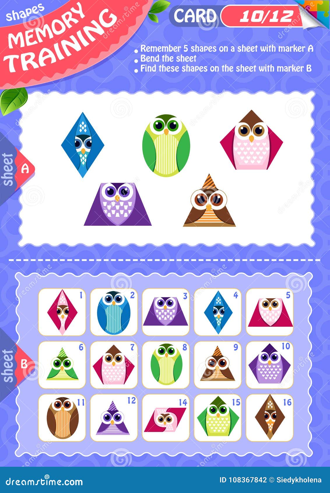 Memory Game Children Shapes 10 Stock Illustration - Illustration of ...