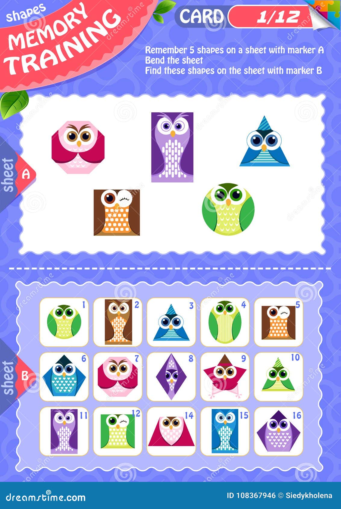 Memory Game Children Shapes 1 Stock Illustration - Illustration of ...