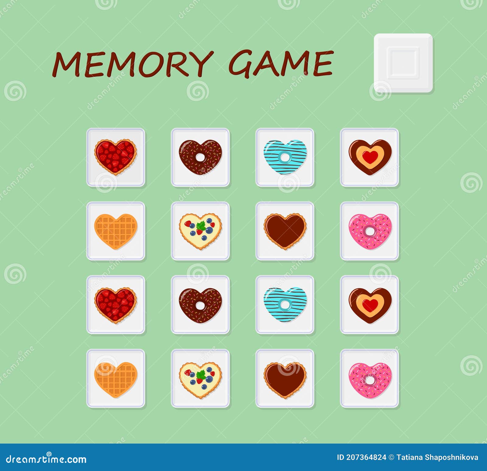 Memory Game. Developing Puzzle for Kids and Adults Stock Vector ...