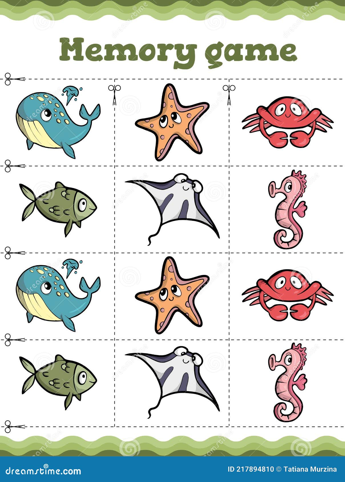 Memory Game. Educational Game for Children. Cartoon Vector Illustration ...