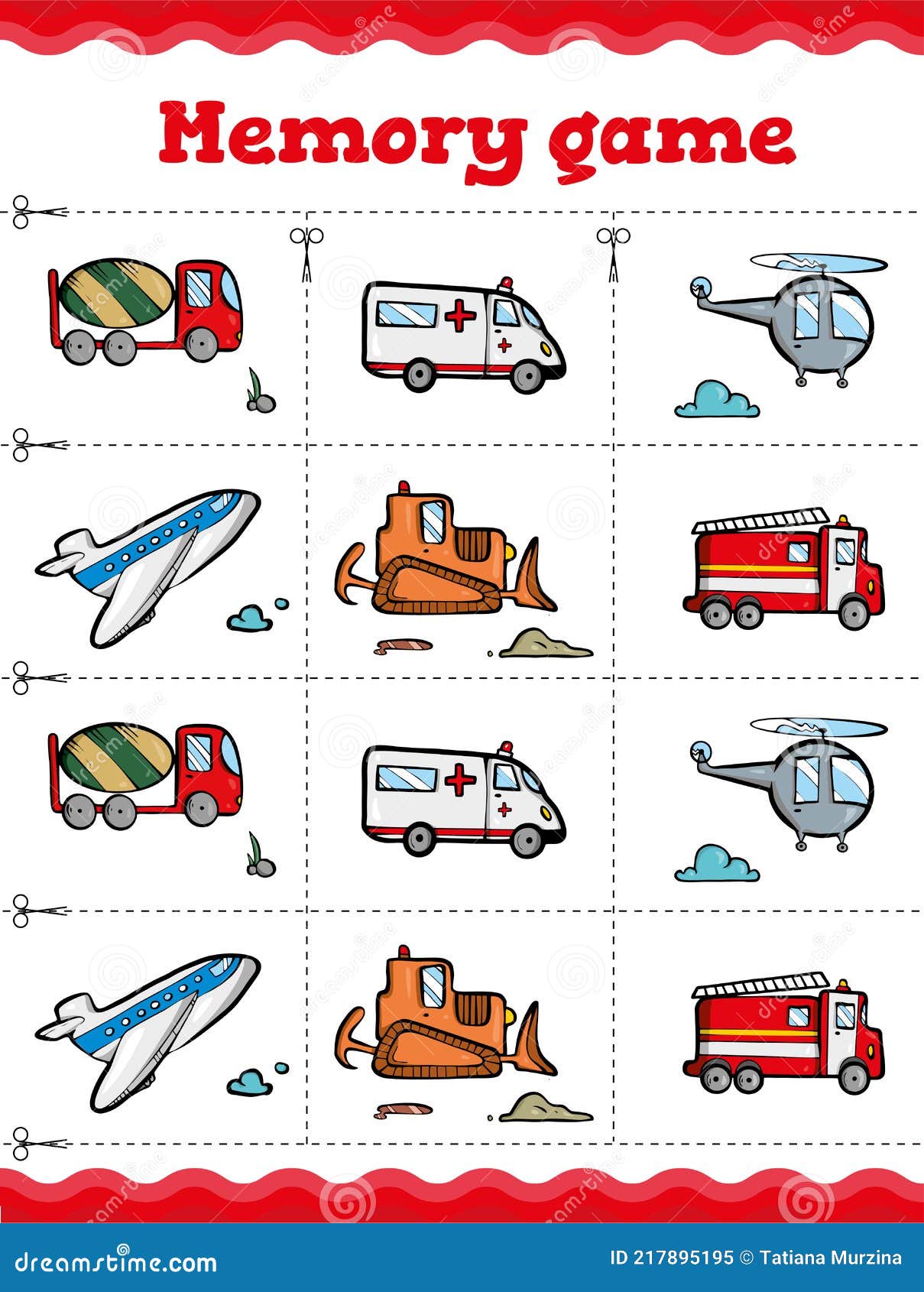 Memory Game. Educational Game for Children. Cartoon Vector Illustration ...