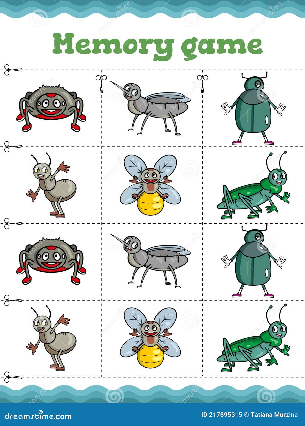 Memory Game. Educational Game for Children. Cartoon Vector Illustration ...