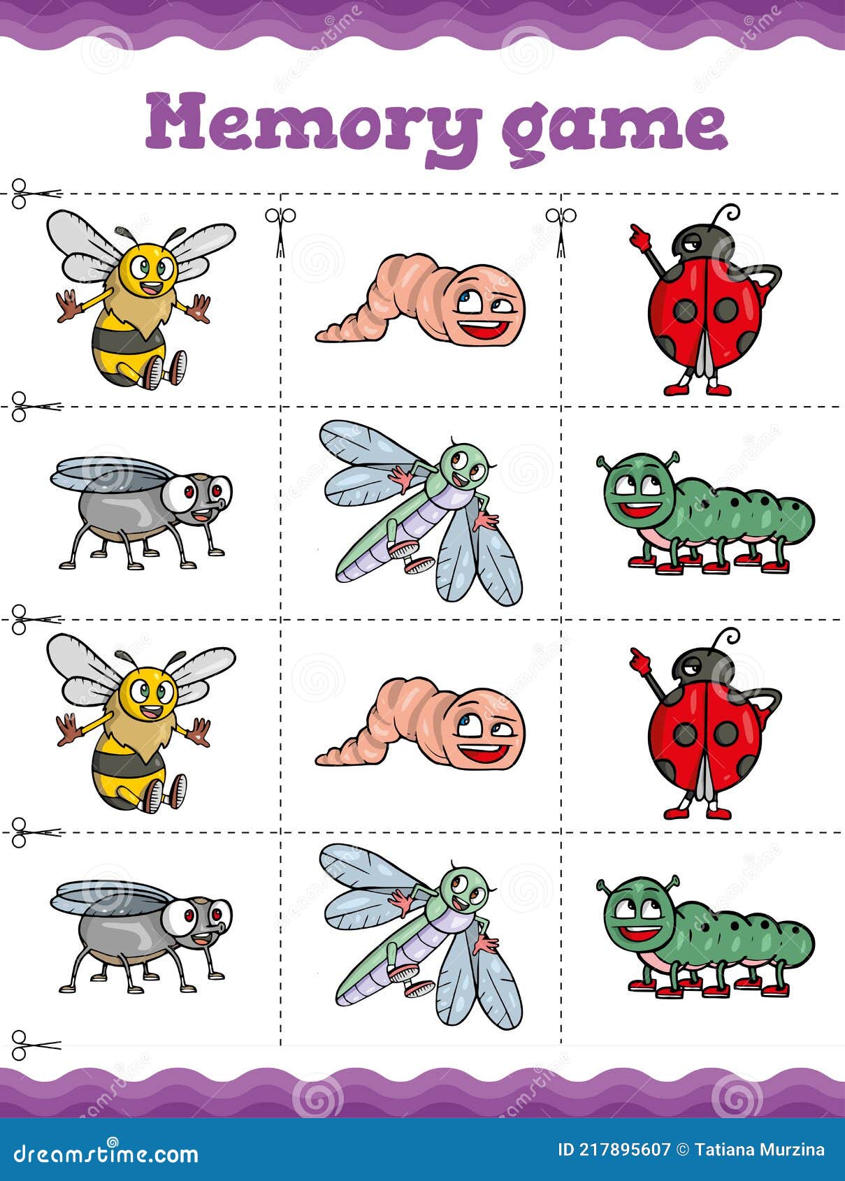 Memory Game. Educational Game for Children. Cartoon Vector Illustration ...