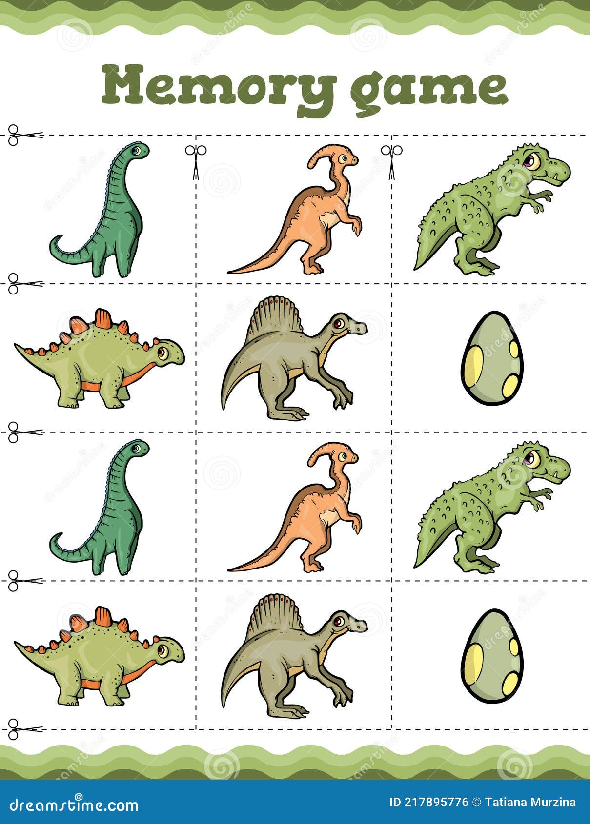 Memory Game. Educational Game for Children. Cartoon Vector Illustration ...