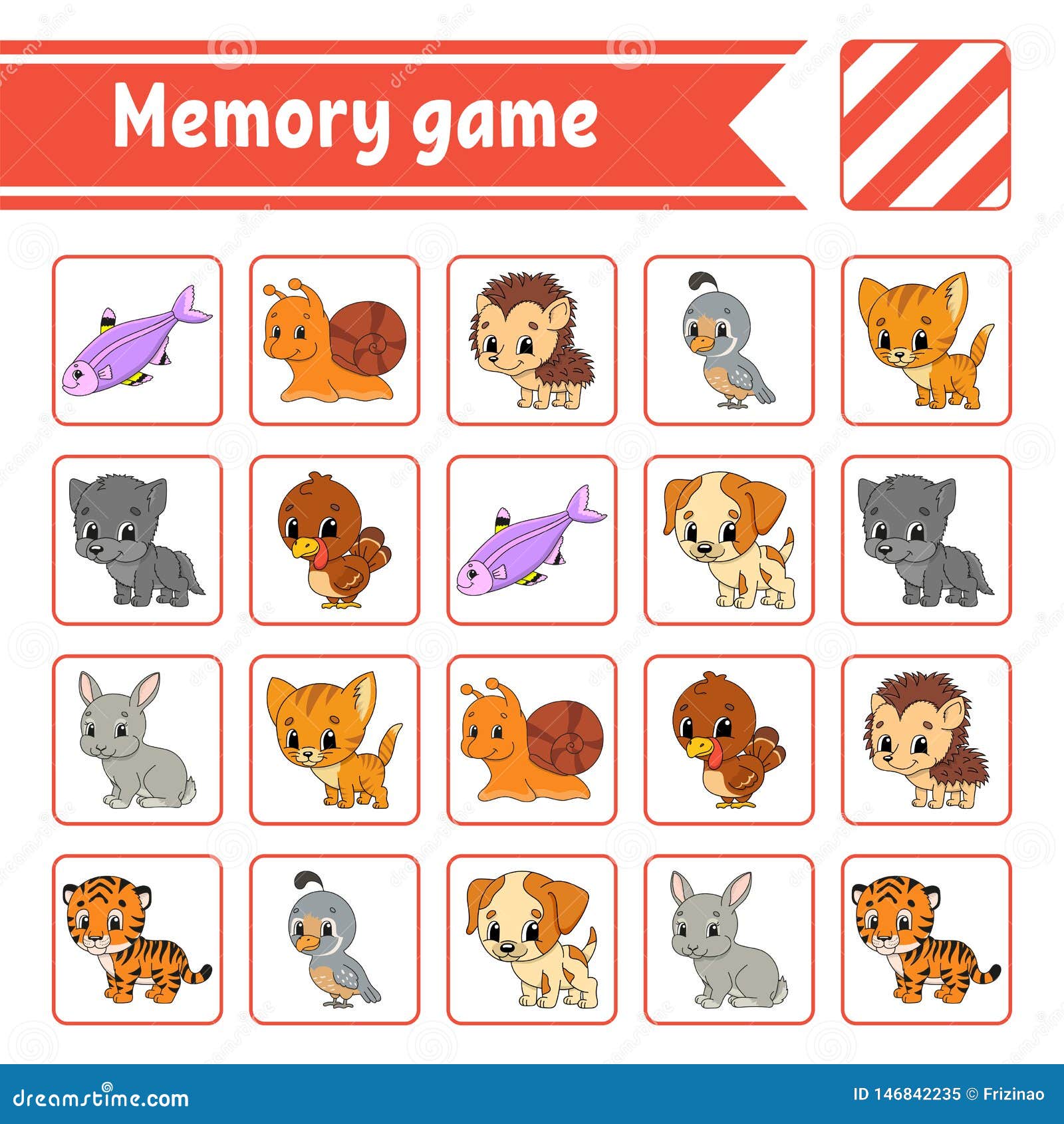 Memory Game for Kids. Education Developing Worksheet. Activity Page ...