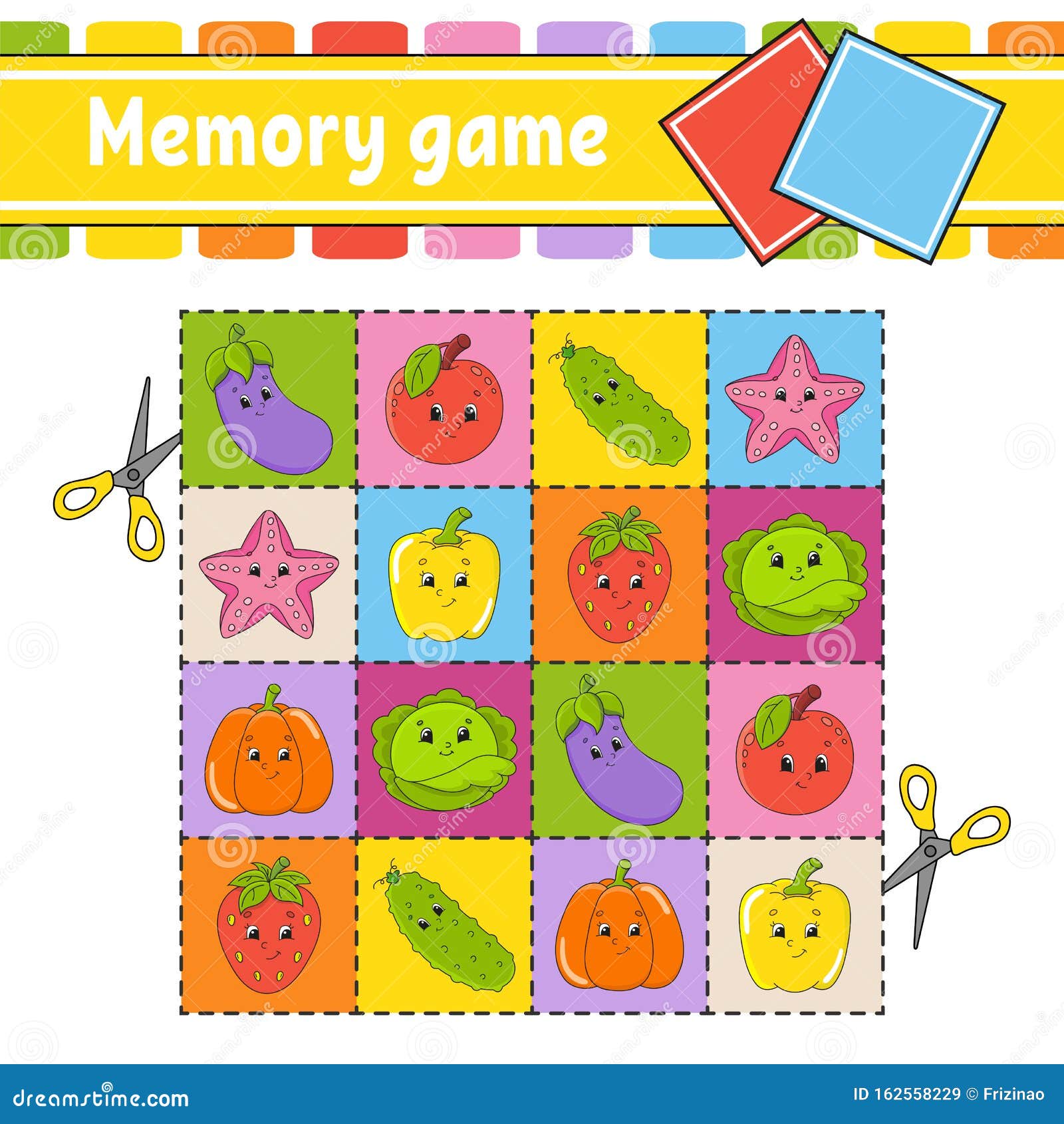 Memory Game for Kids. Education Developing Worksheet. Activity Page ...