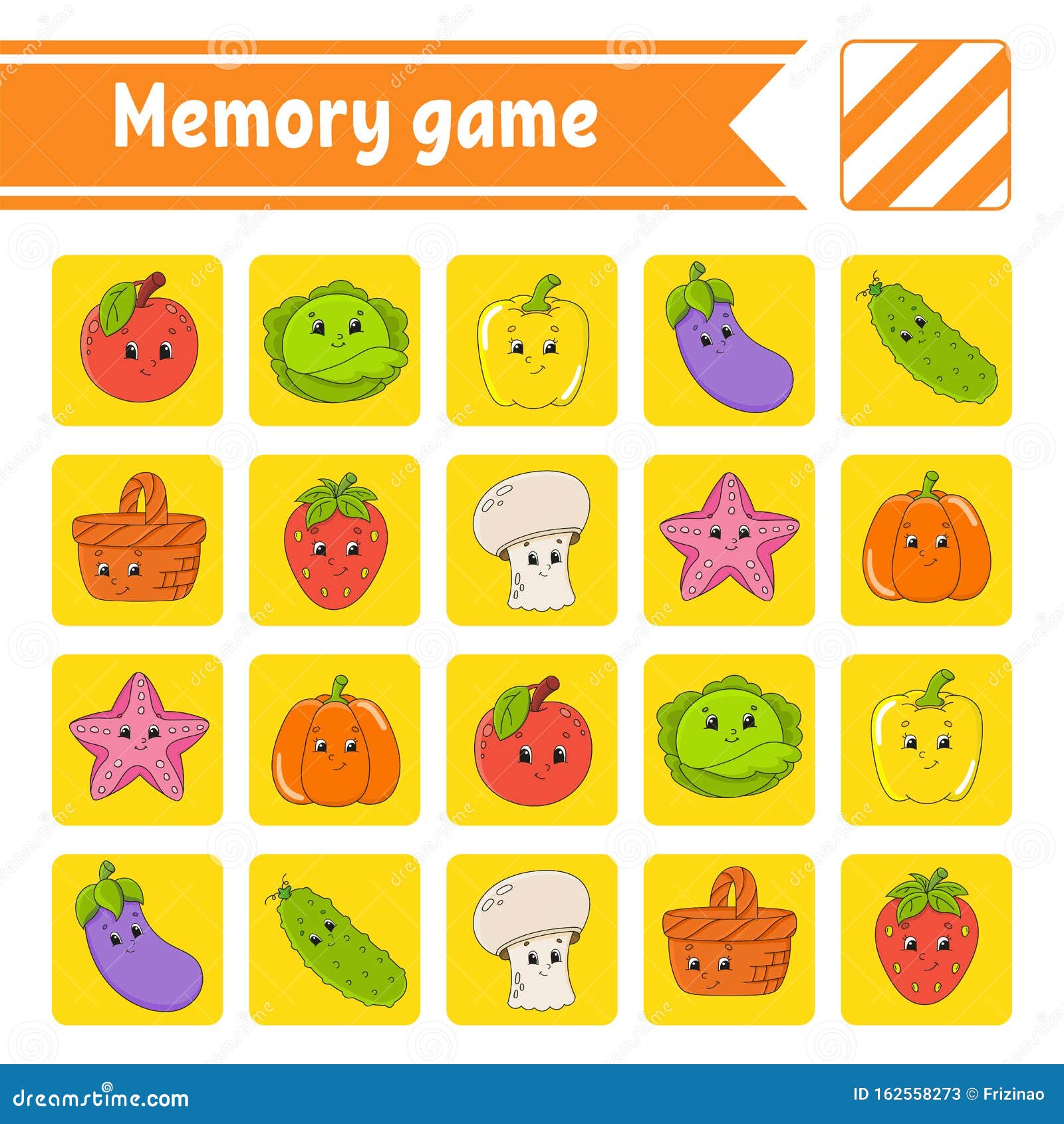 Memory Game for Kids. Education Developing Worksheet. Activity Page ...