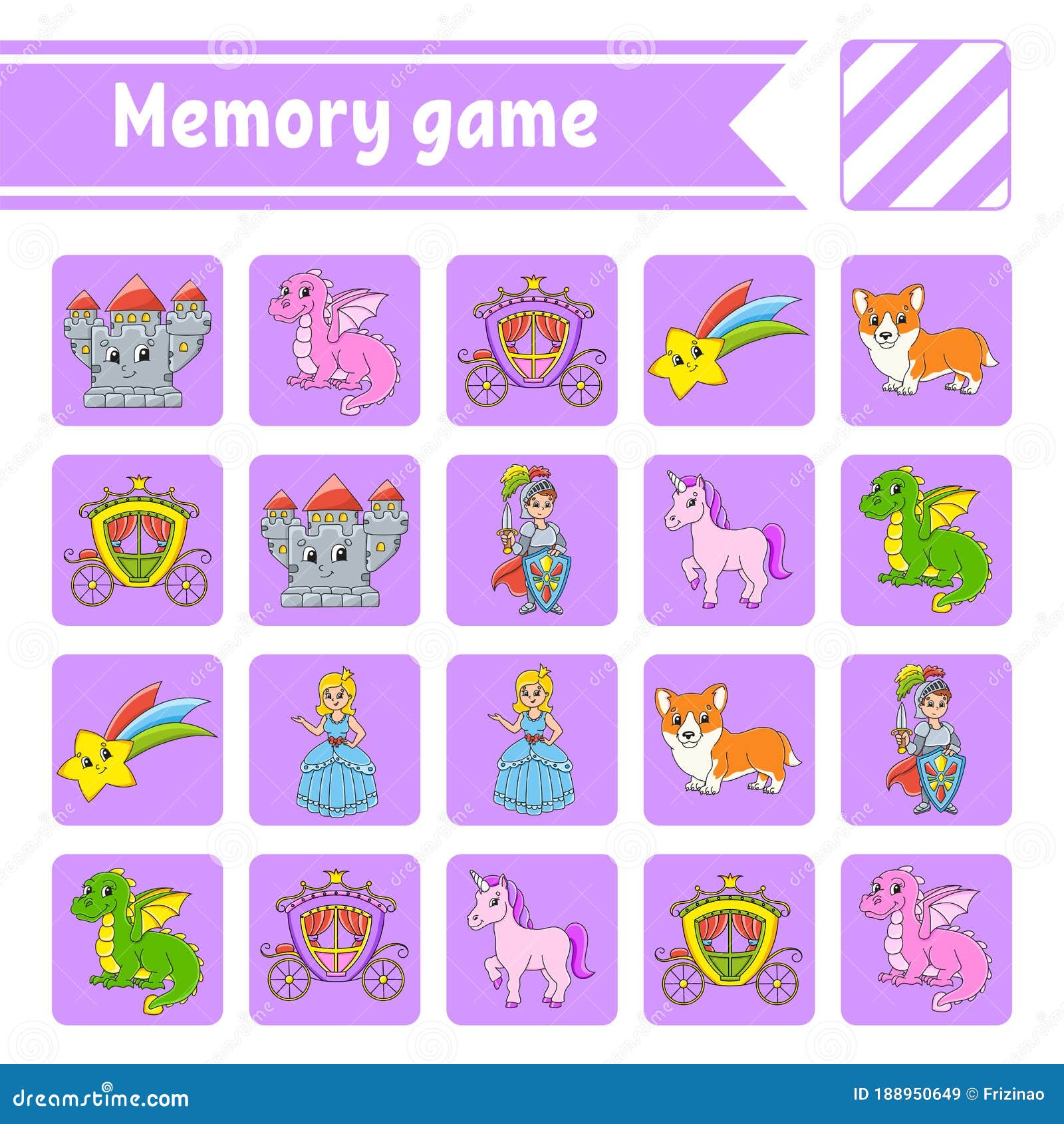 Memory Game for Kids. Education Developing Worksheet. Activity Page ...