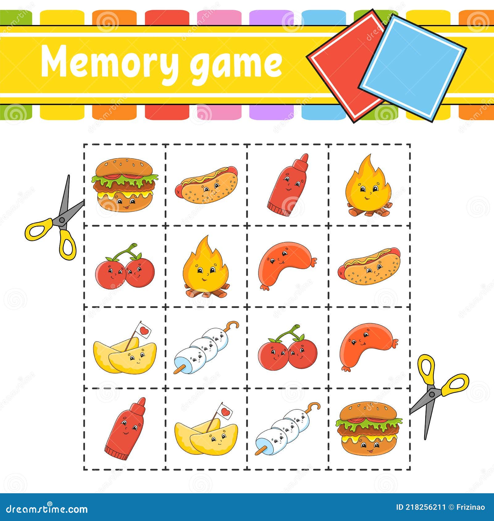 Memory Game for Kids. Education Developing Worksheet. Activity Page ...