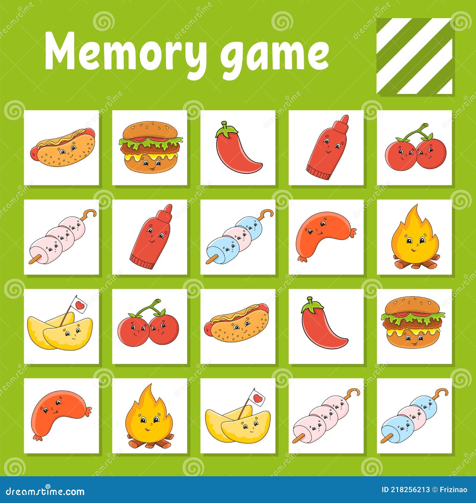 Memory Game for Kids. Education Developing Worksheet. Activity Page ...